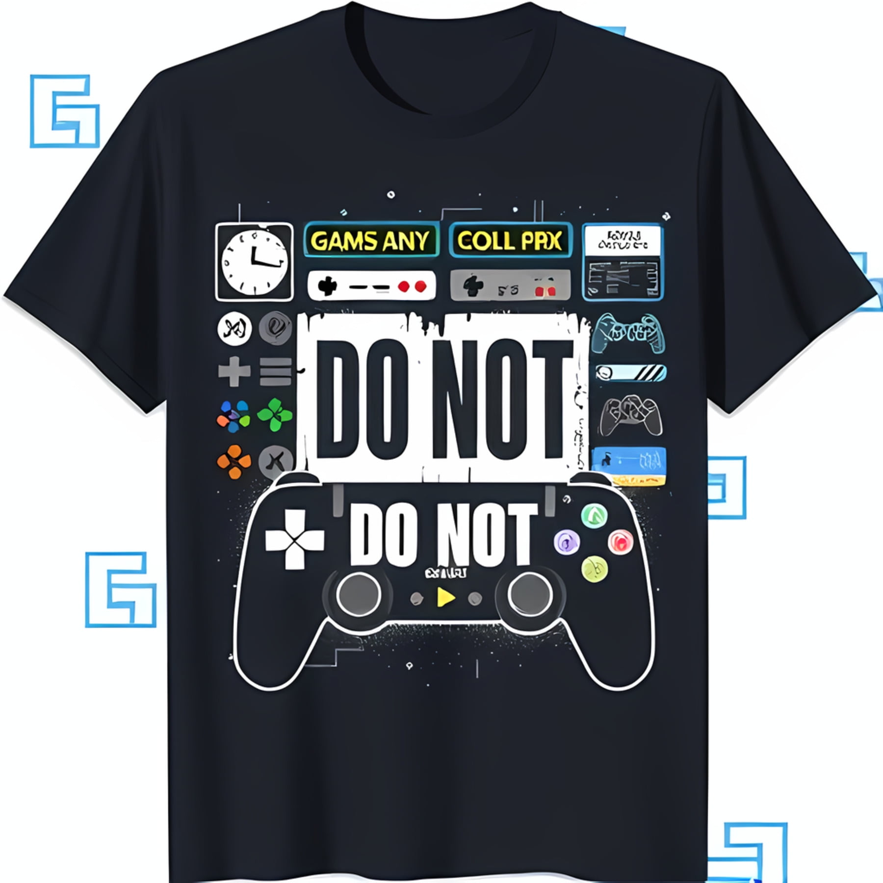 Black T-Shirt with Bold 'Do Not' Graphic & Controller Design - Walmart.com