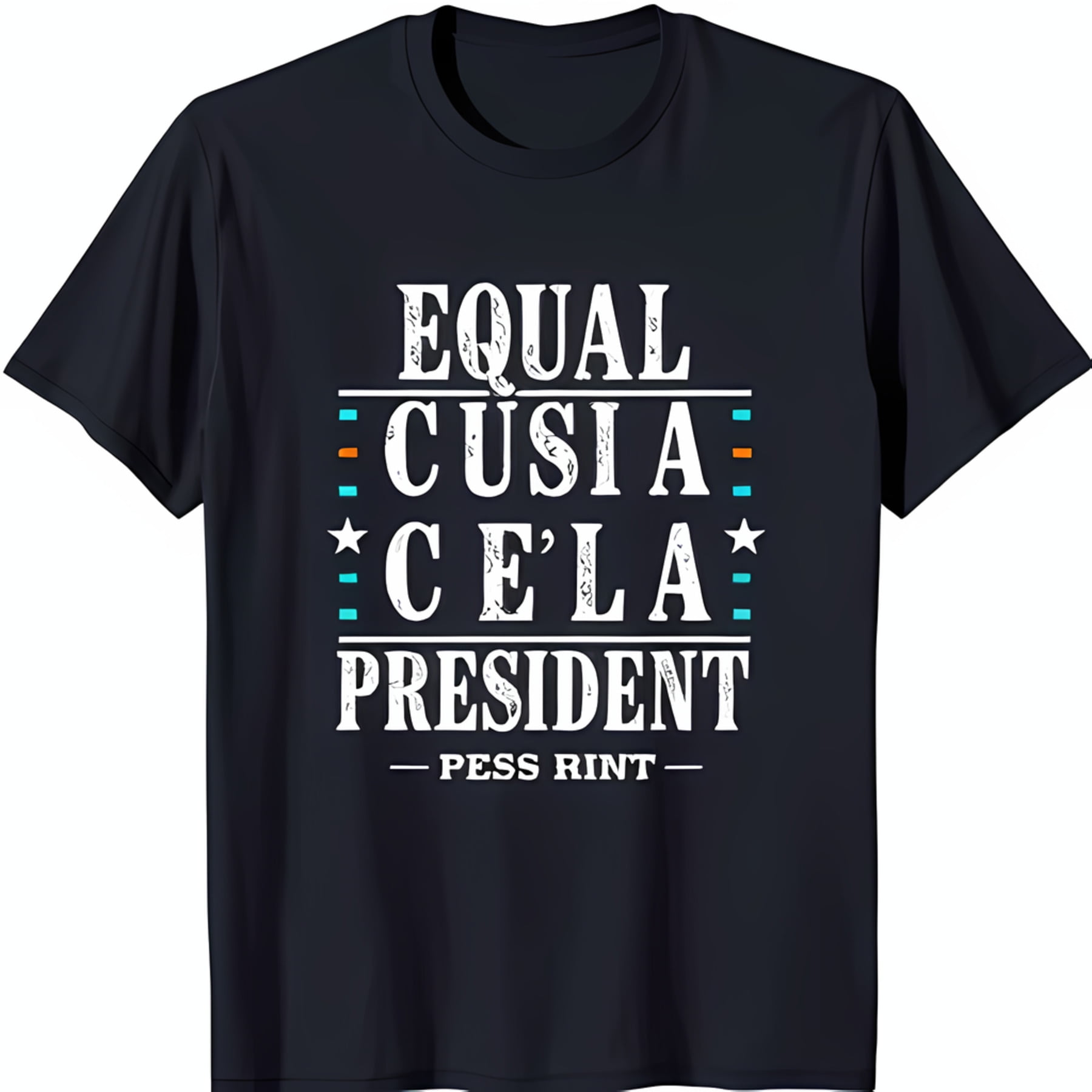 Black T-Shirt with Bold 'EQUAL CUSIA CEL'A ' Slogan & Stars - Walmart.com