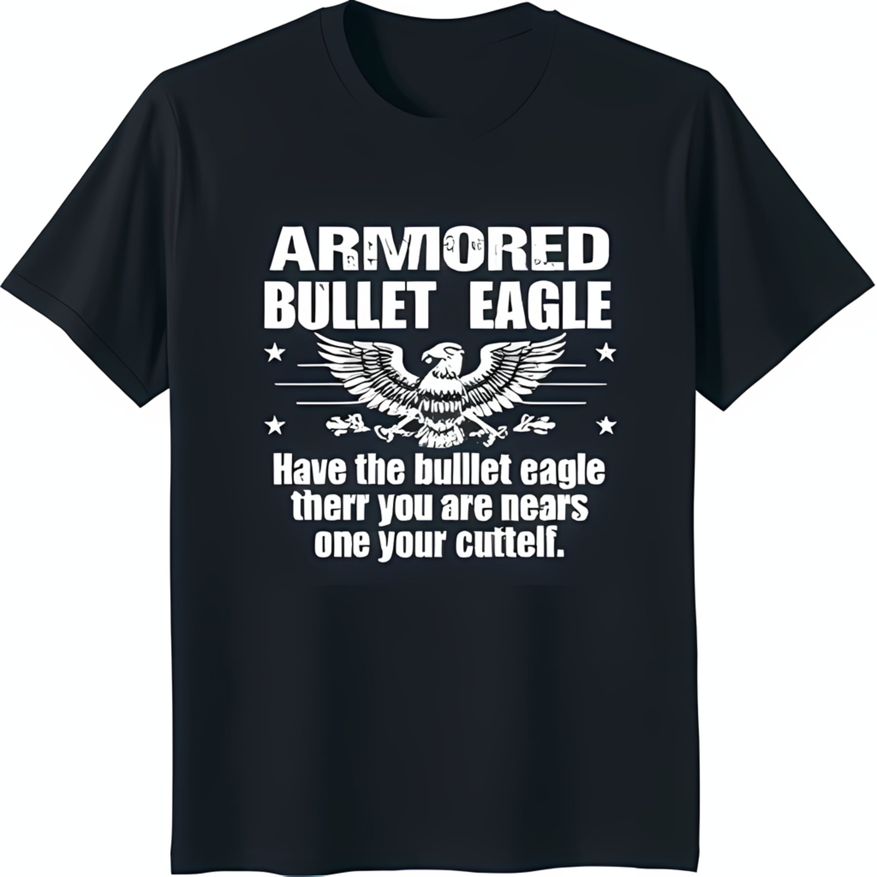 Black T-Shirt with Bold Eagle Graphic Holding 'Armored Eagle' - Walmart.com