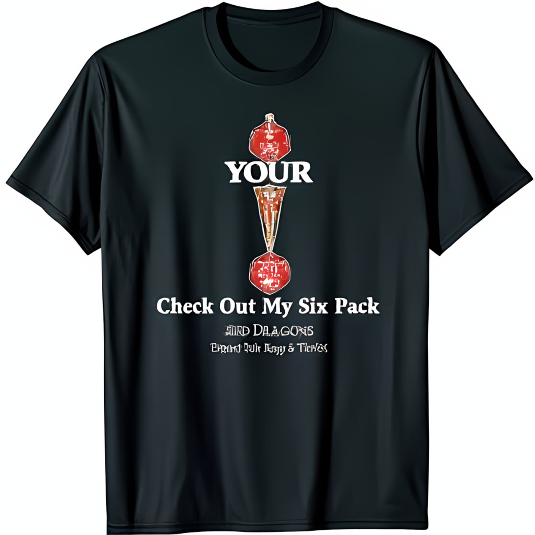 Black T-Shirt with Bold Exclamation Point & Graphic 'Check Out My Six ...