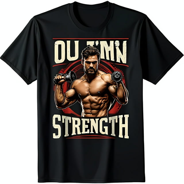 Black T-Shirt with Bold Fitness Graphic Eye Catching Design for Gym ...