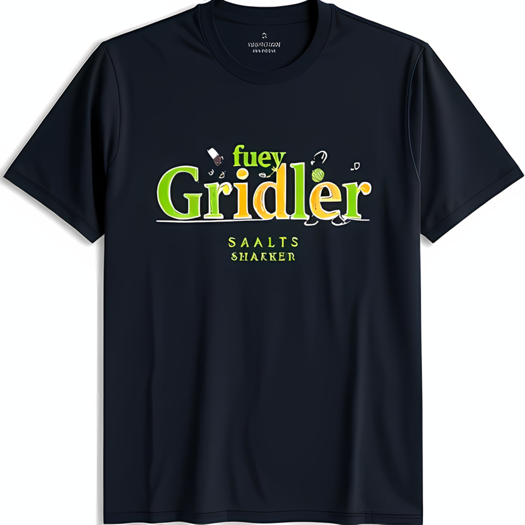 Black T-Shirt with Bold 'Fuey Gridler' Design & Fun Graphics Saalts ...