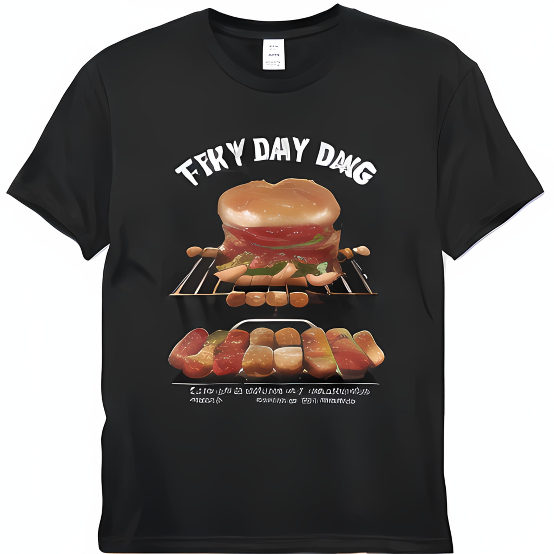 Black T-Shirt with Bold 'Fypsum day Dang' Text & Cartoon Style Electric ...