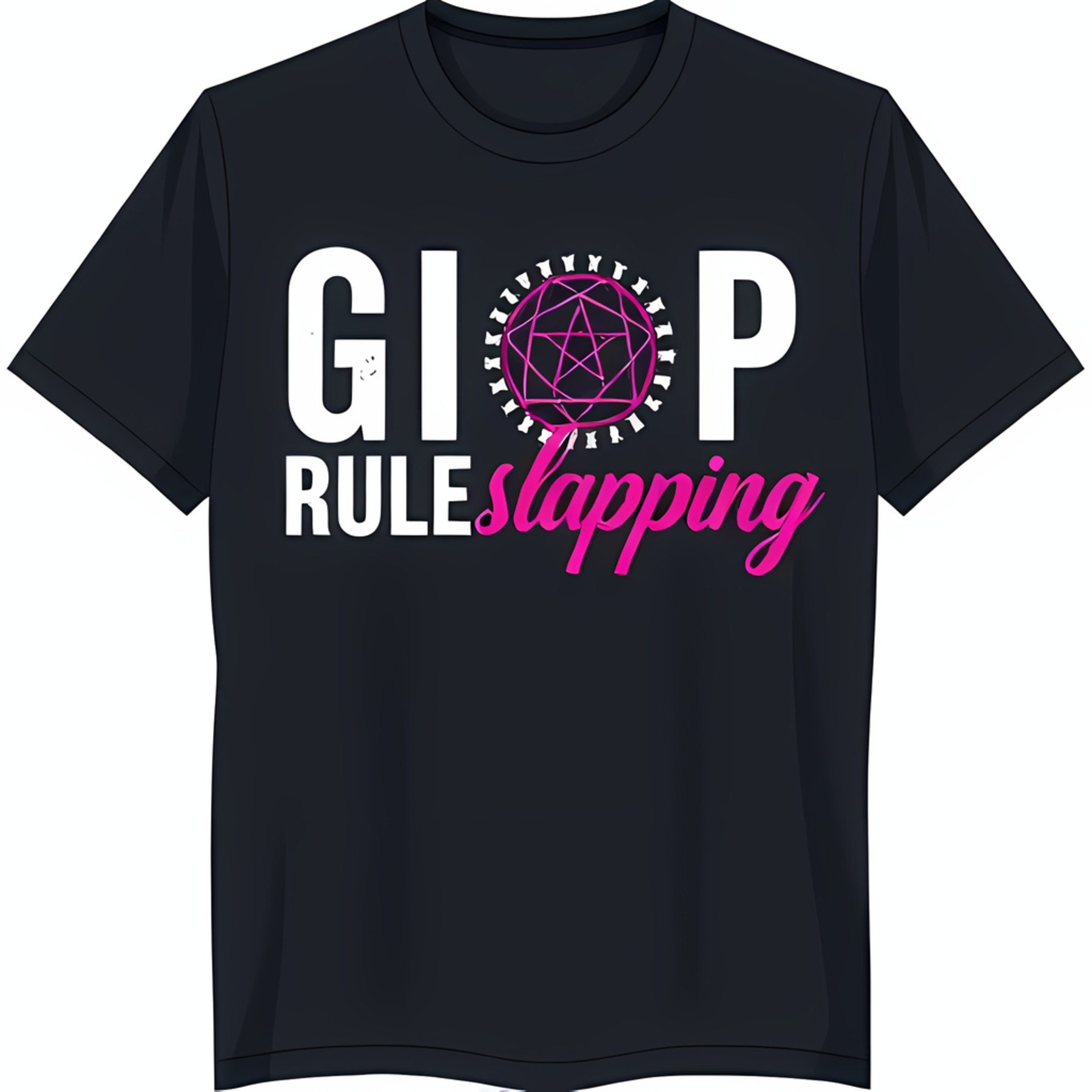 Black T-Shirt with Bold 'GIOP' Design Pink & 'RULE' Text - Walmart.com