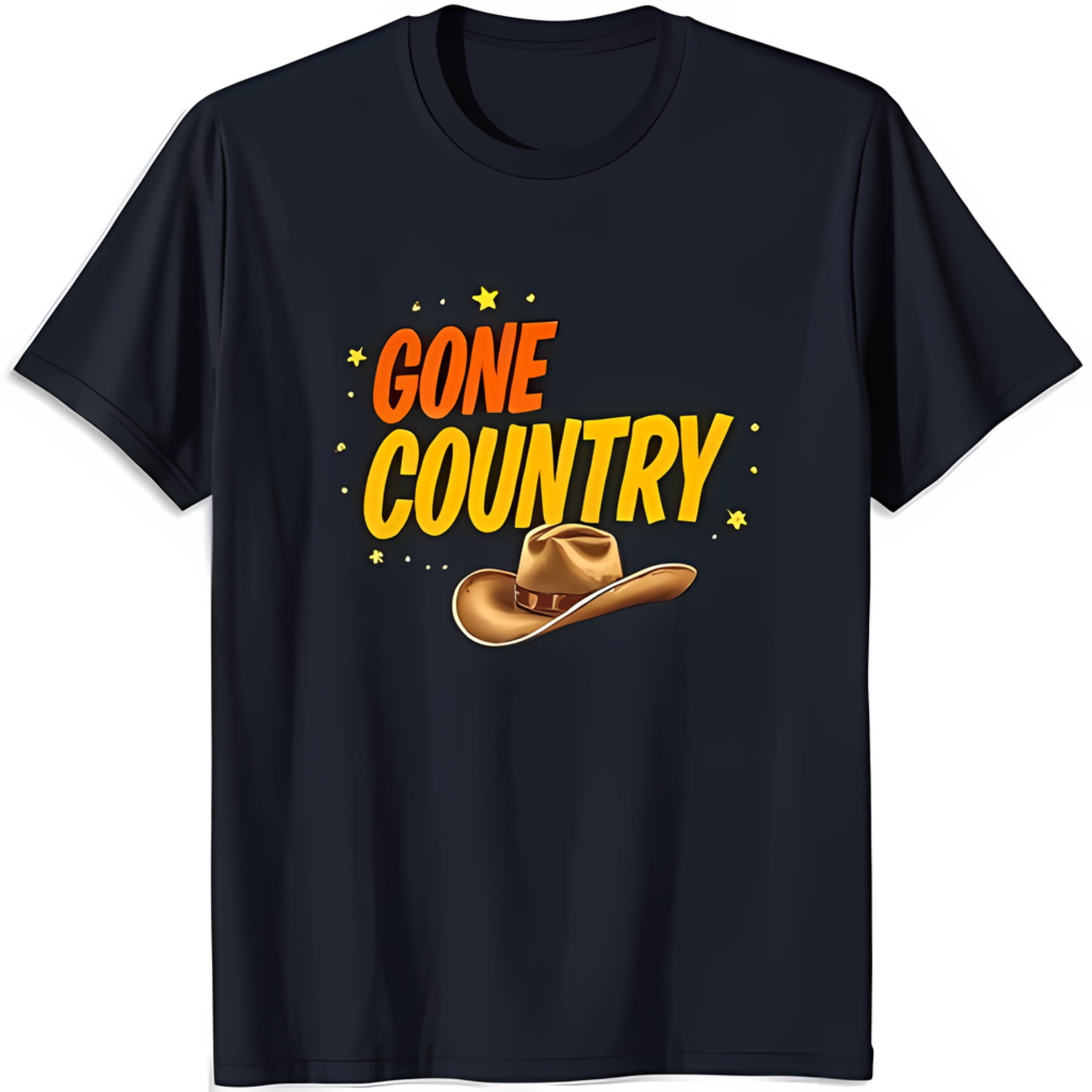 Black T-Shirt with Bold Gone Design & Yellow Stars Fun Music - Walmart.com