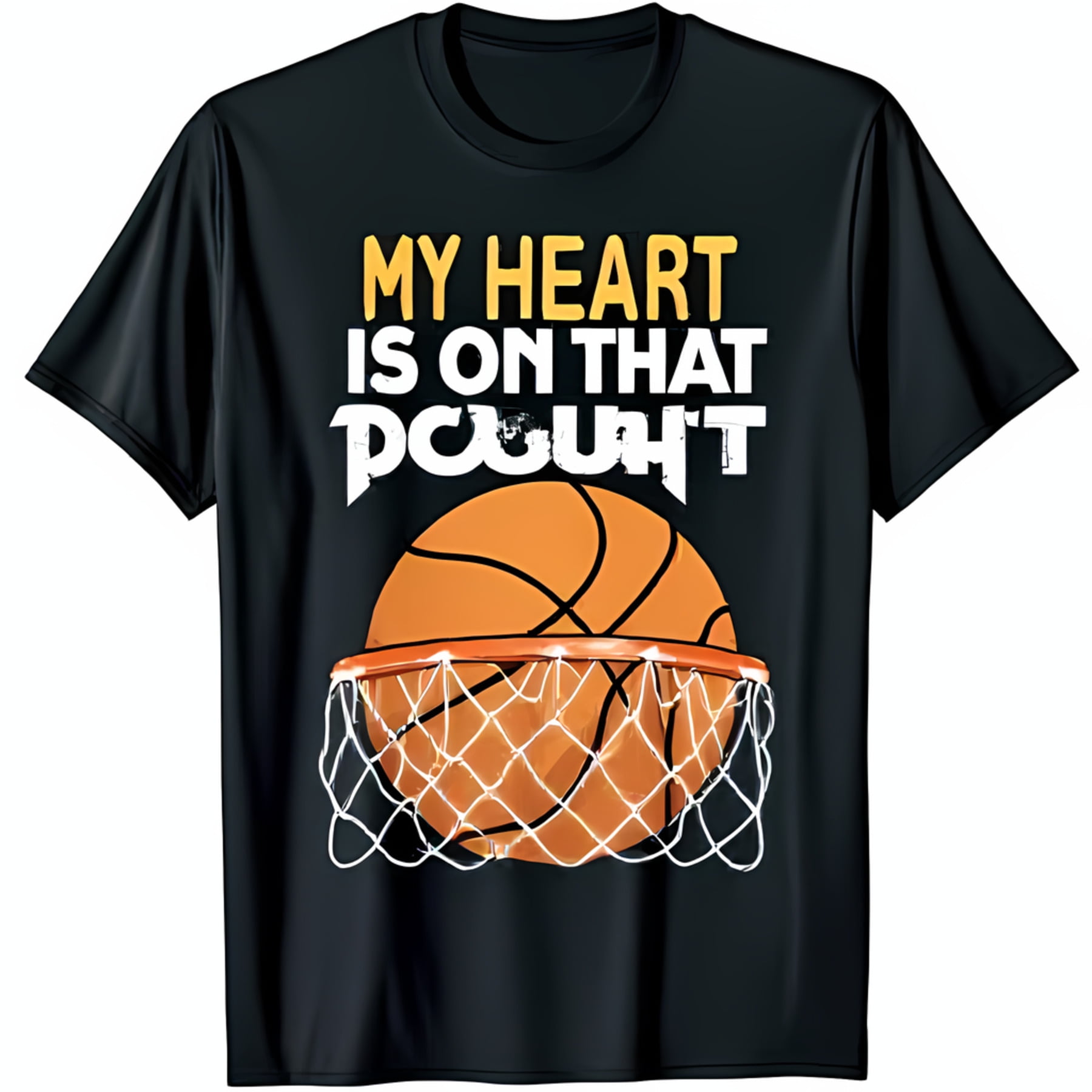 Black T-Shirt with Bold Graphic My Heart is on That Dought Design ...