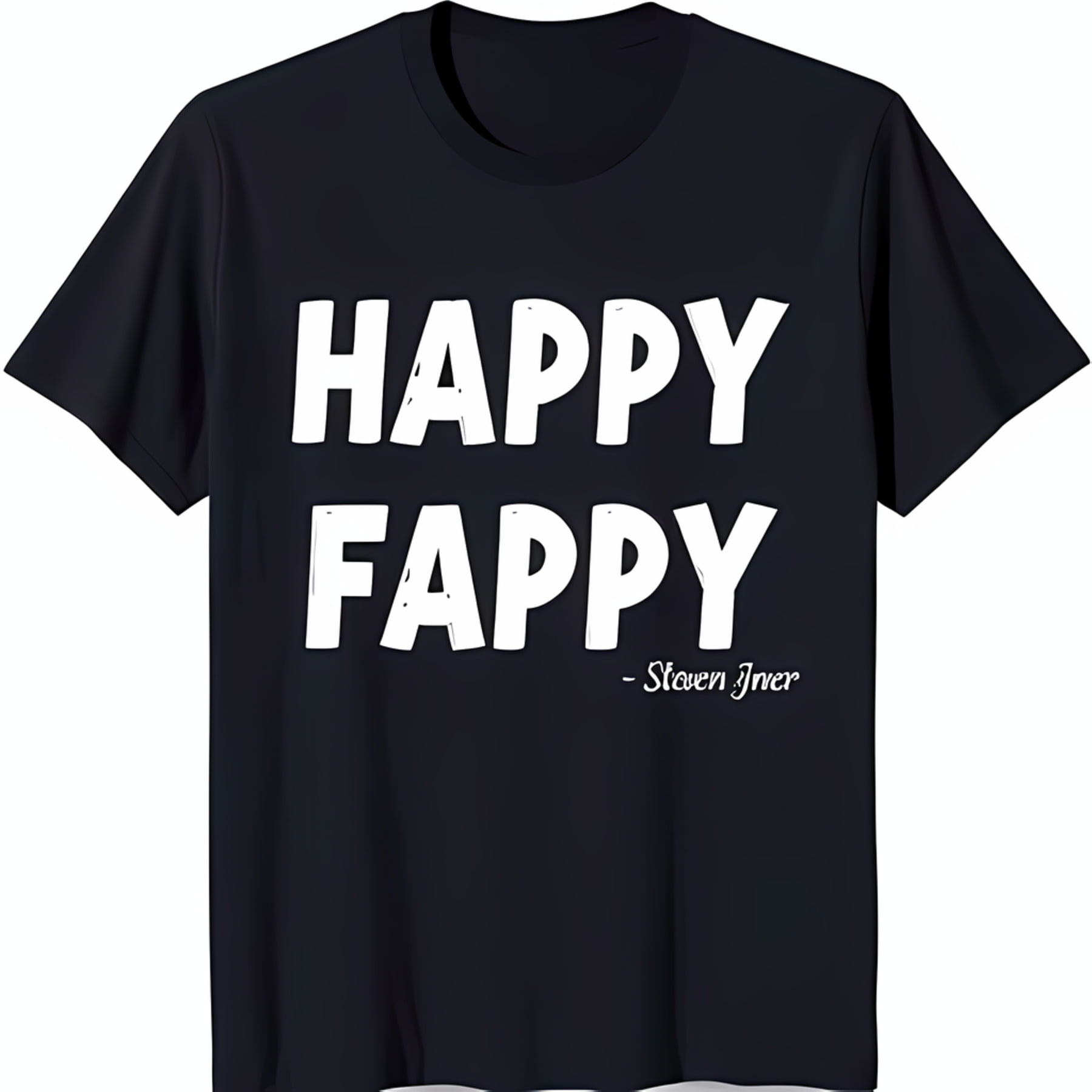Black T-Shirt with Bold 'HAPPY FAPPY Jner' Graphic Design - Walmart.com