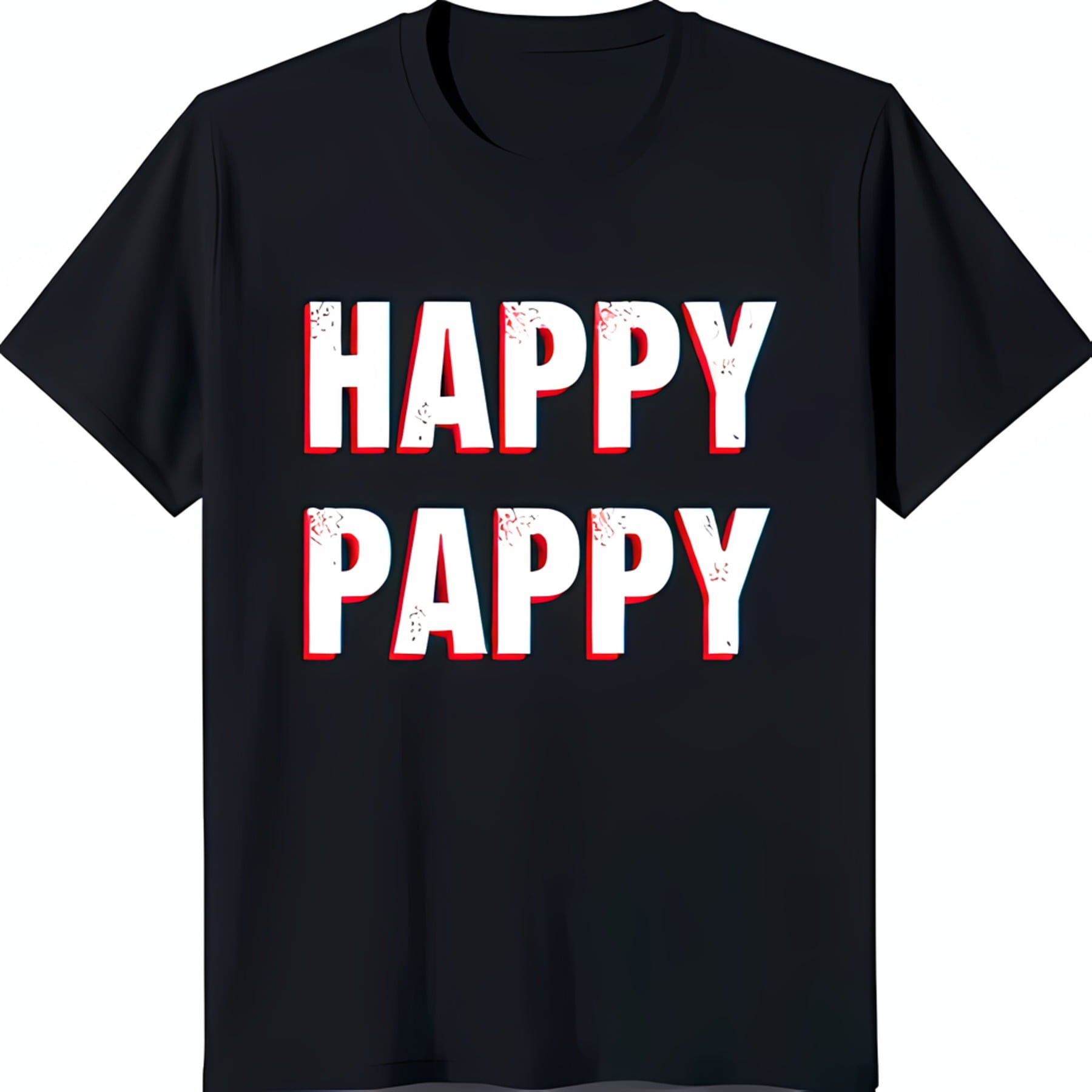 Black T-Shirt with Bold 'HAPPY PAPPY' Graphic Vintage Style Tee ...