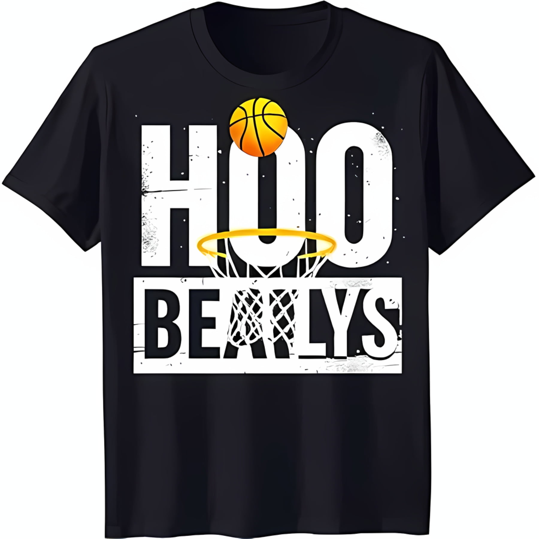 Black T-Shirt with Bold HOO BEALYS Text & White Design - Walmart.com