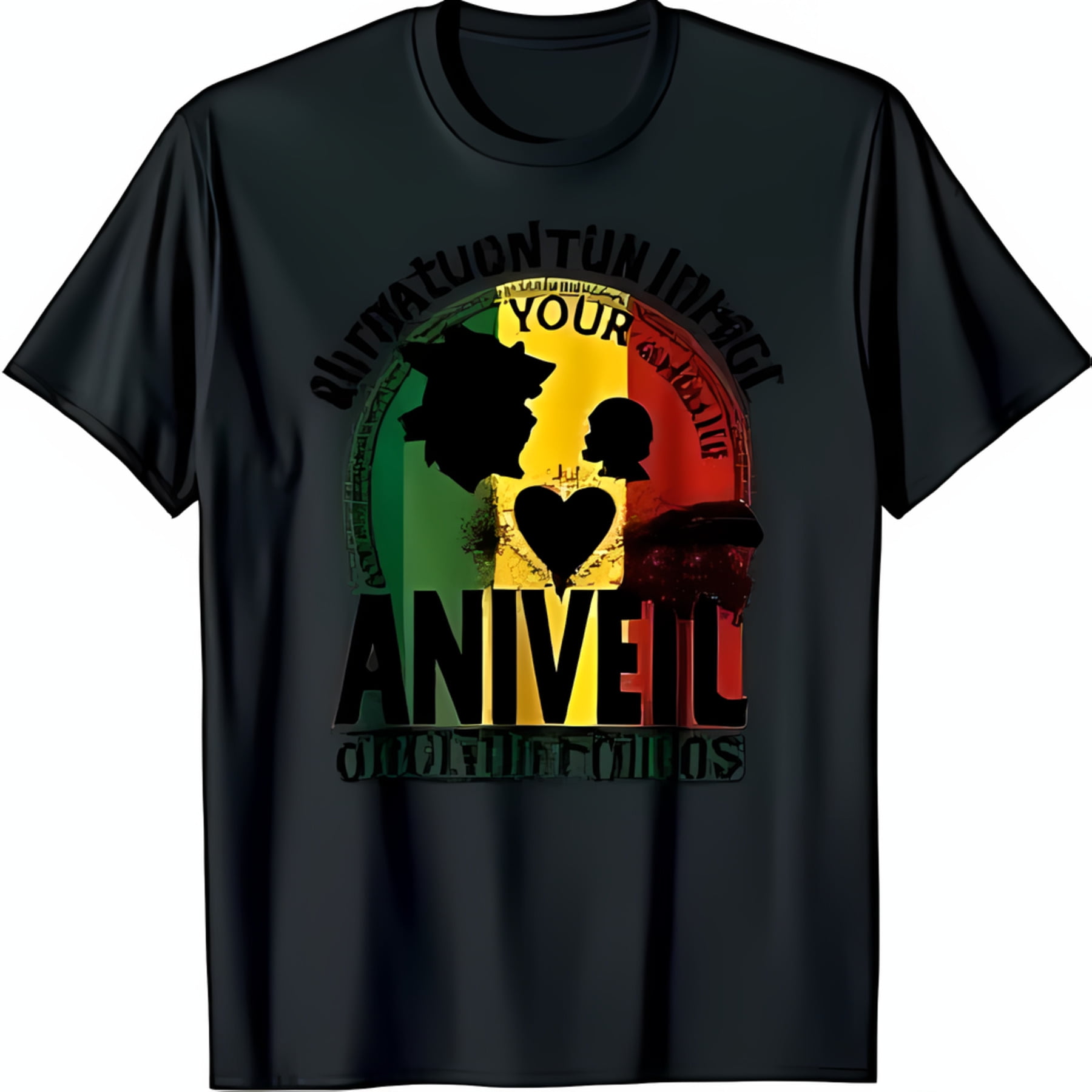 Black T-Shirt with Bold Heart Family Silhouettes - Walmart.com