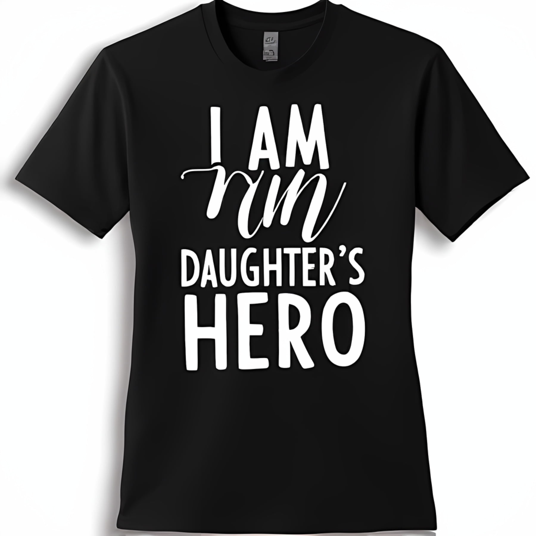 Black T-Shirt with Bold I AM run DAUGHTER HERO Graphic Classic Fit ...