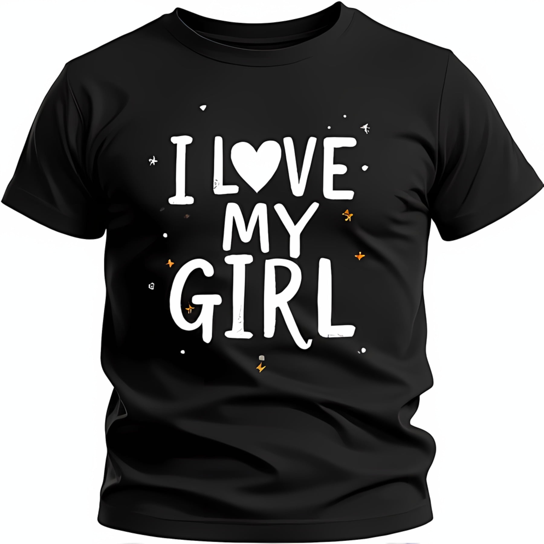 Black T Shirt With Bold I Love My Girl Text And Whimsical Star Design