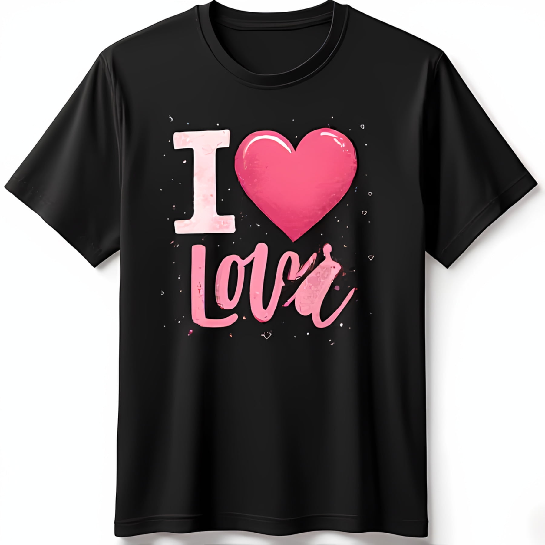 Black T-Shirt with Bold I Love Graphic and Relatable Design for ...