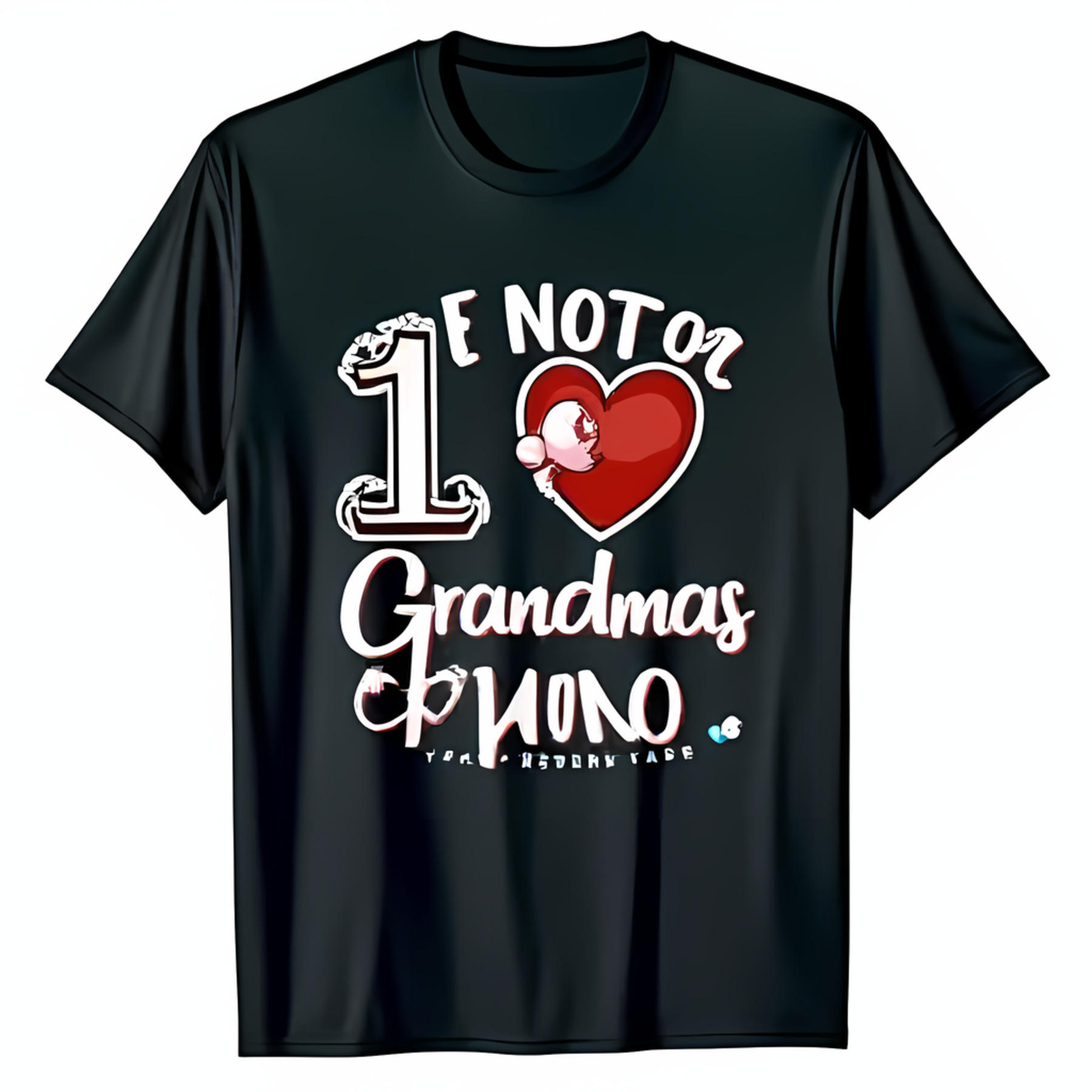 Black T-Shirt with Bold I m Not One of Grandma s Graphic & Heart Design ...