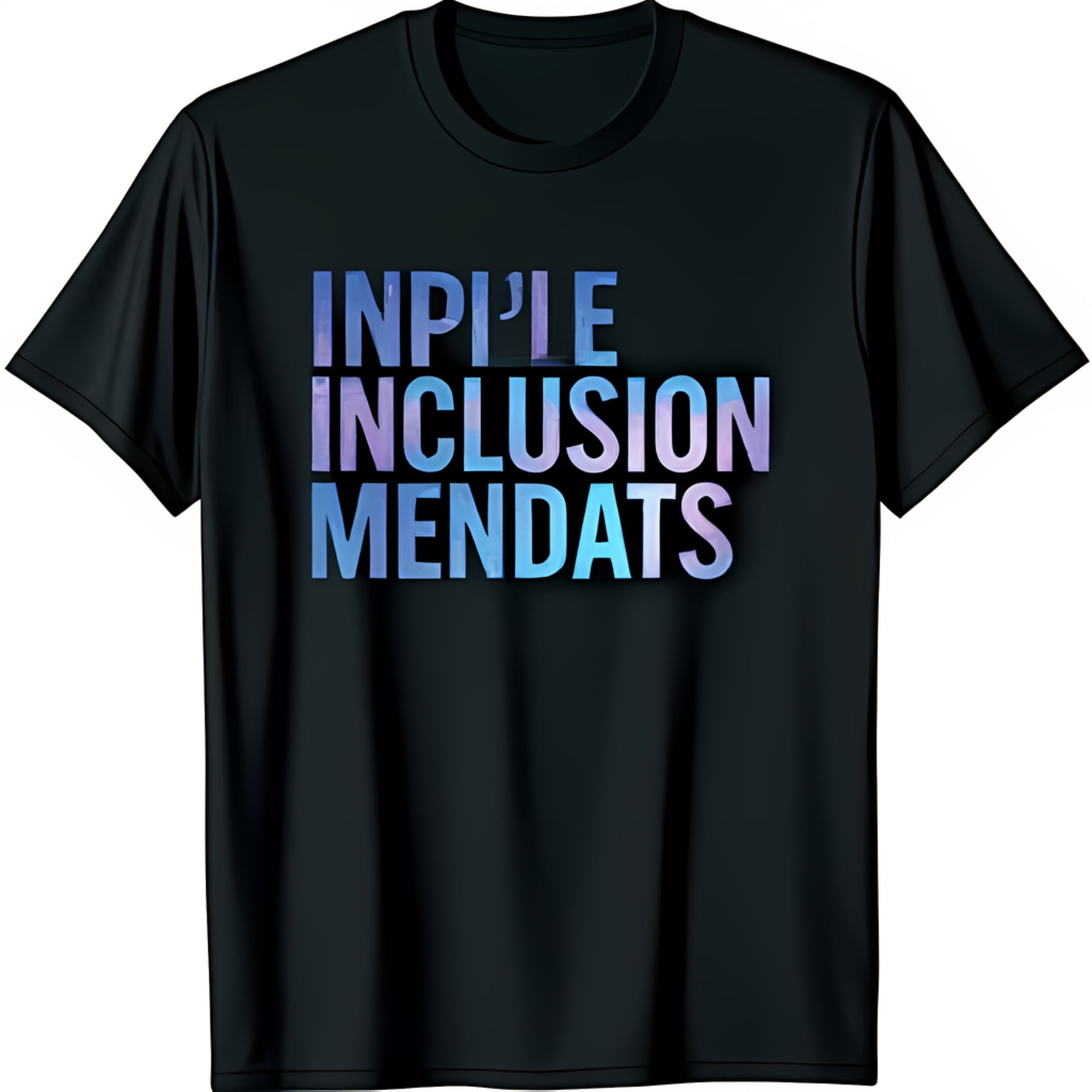 Black T-Shirt with Bold INPI LE INCLUSION MENDATS Design in Blue ...