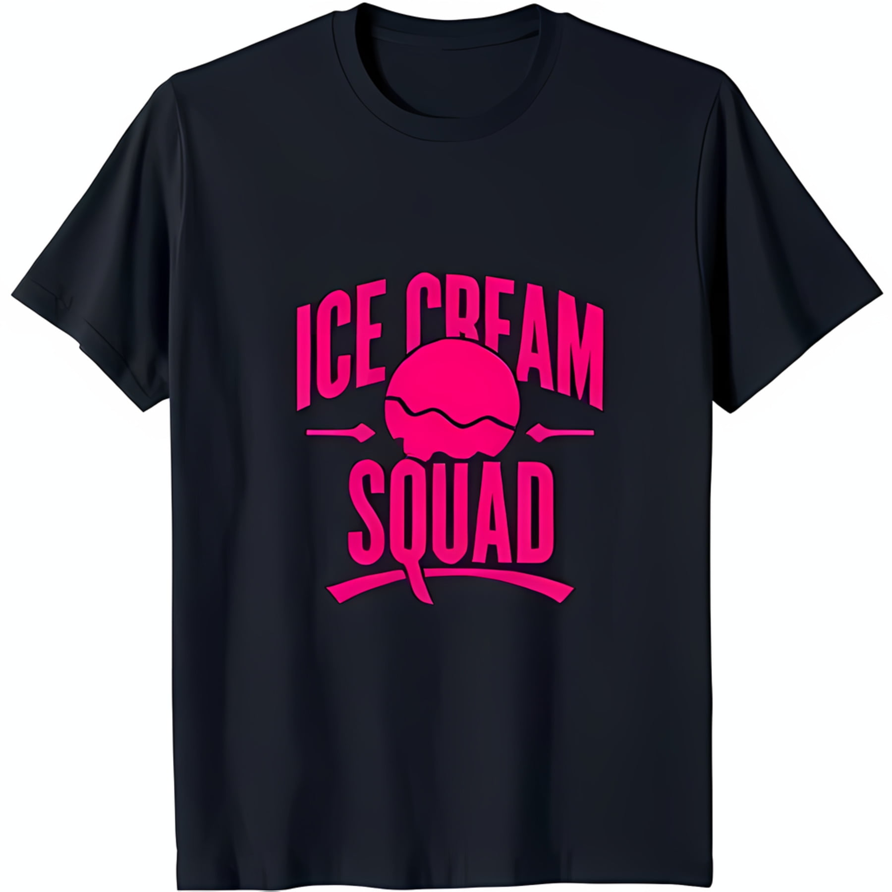 Black T-Shirt with Bold 'Ice Cream Squad' Graphic & Design for Summer ...