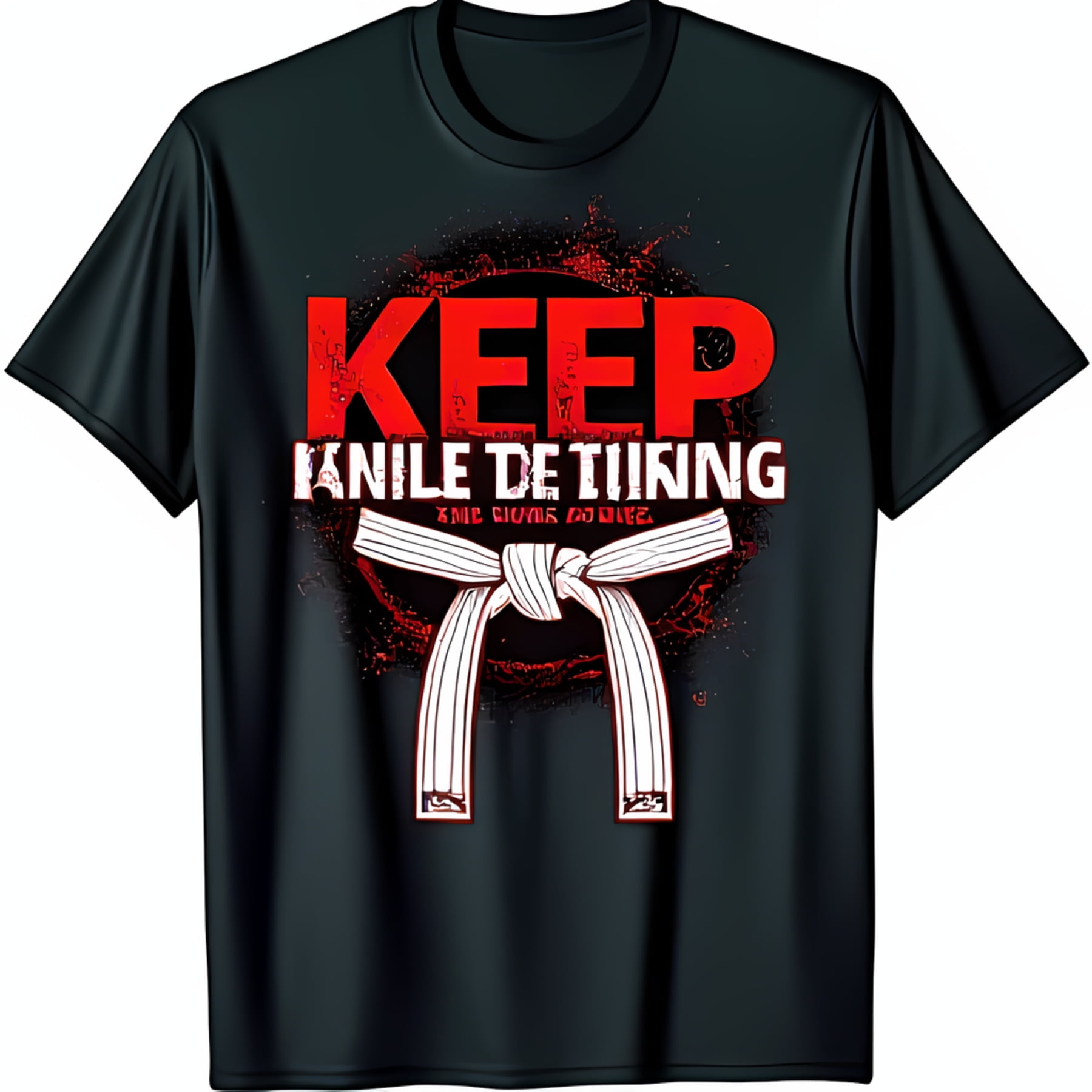 Black T-Shirt with Bold KEEP Design Karate Belt in Red Circle ...