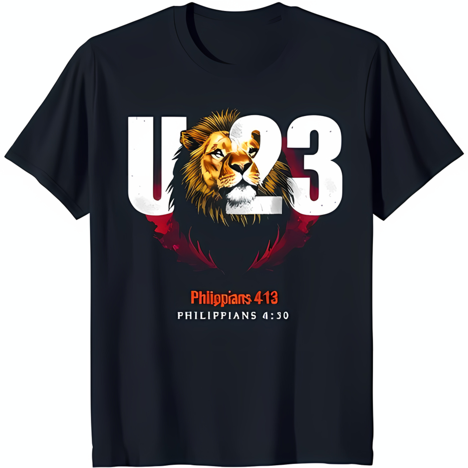 Black T Shirt With Bold Lion s Head Design U23 Philippians 4 13 4 Black T Shirt With Bold Lion s Head Design U23 Philippians 4 13 4