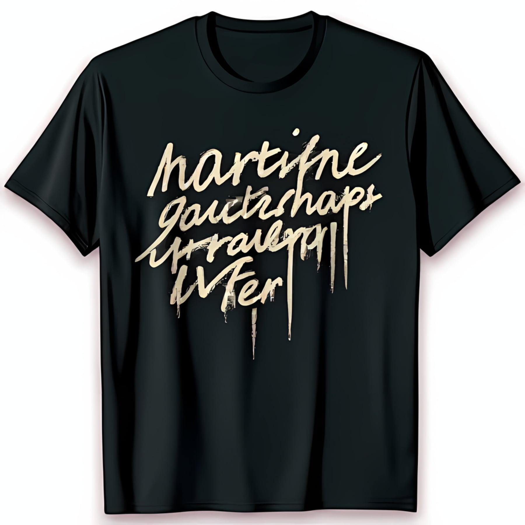 Black T-Shirt with Bold 'MARTINE GAUCHAPS TRAUMAPILFER' Graphic ...