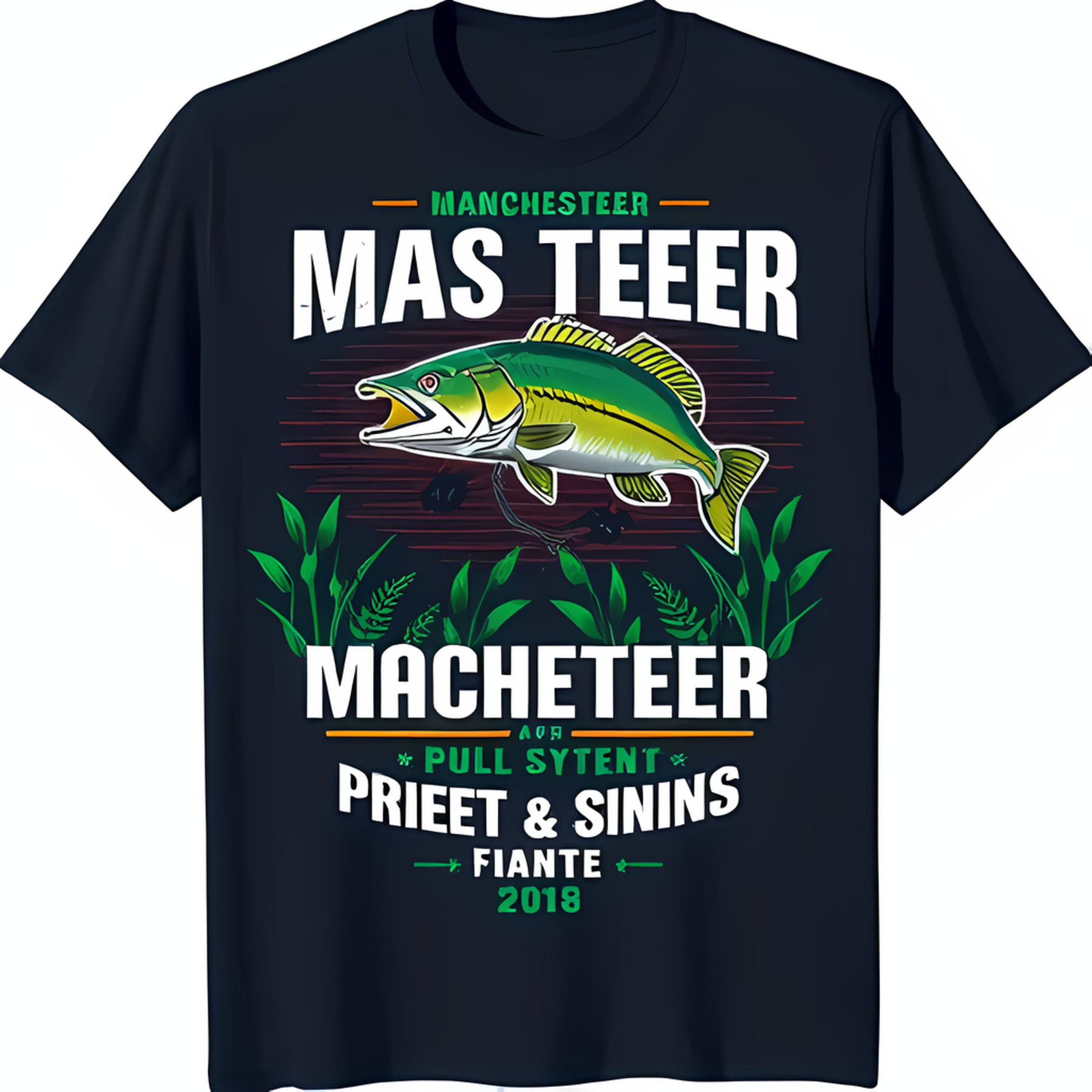 Black T-Shirt with Bold 'MAS TEER' Text and Fish Illustration 40th ...