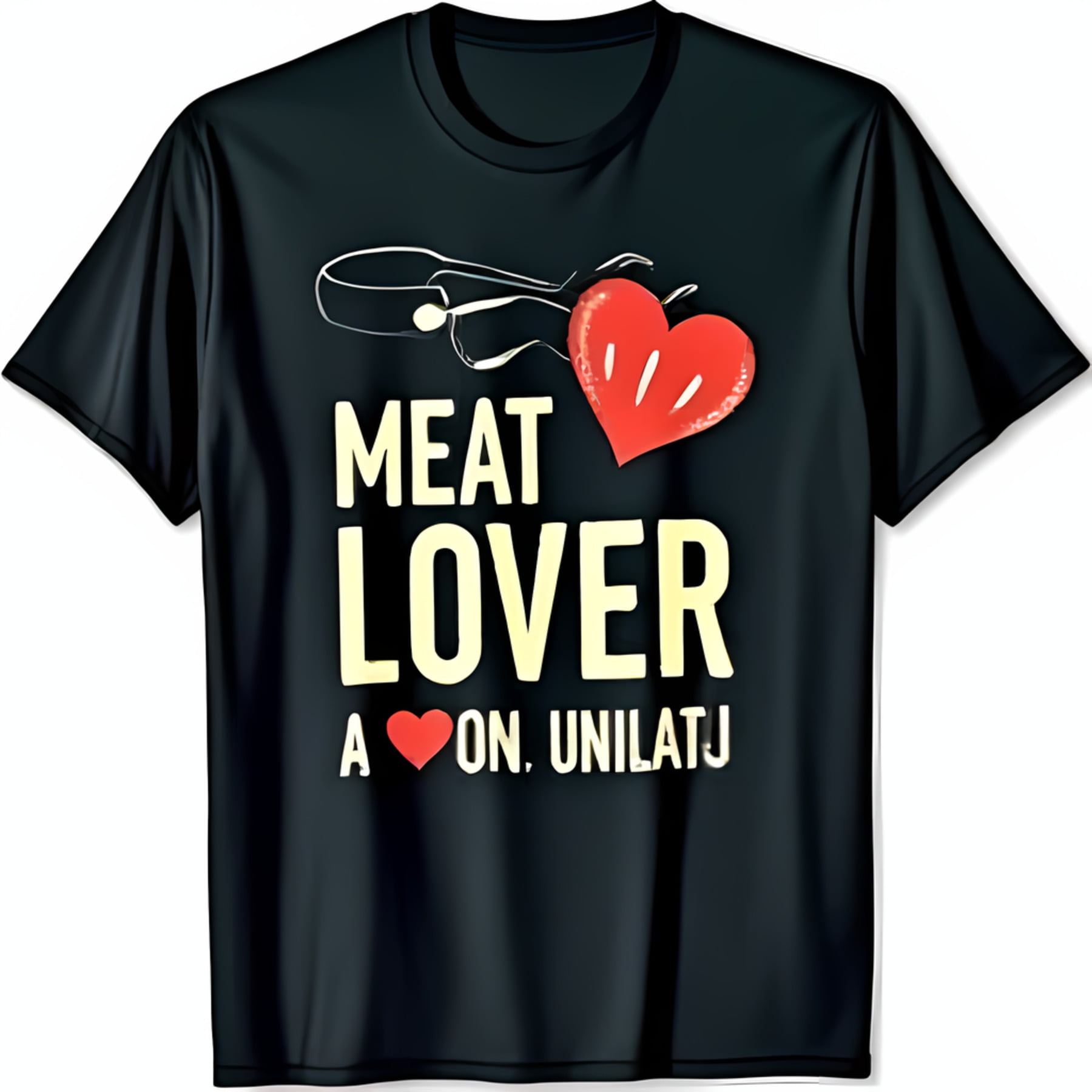 Black T-Shirt with Bold Meat Cleaver Heart Graphic for Meat Lovers ...