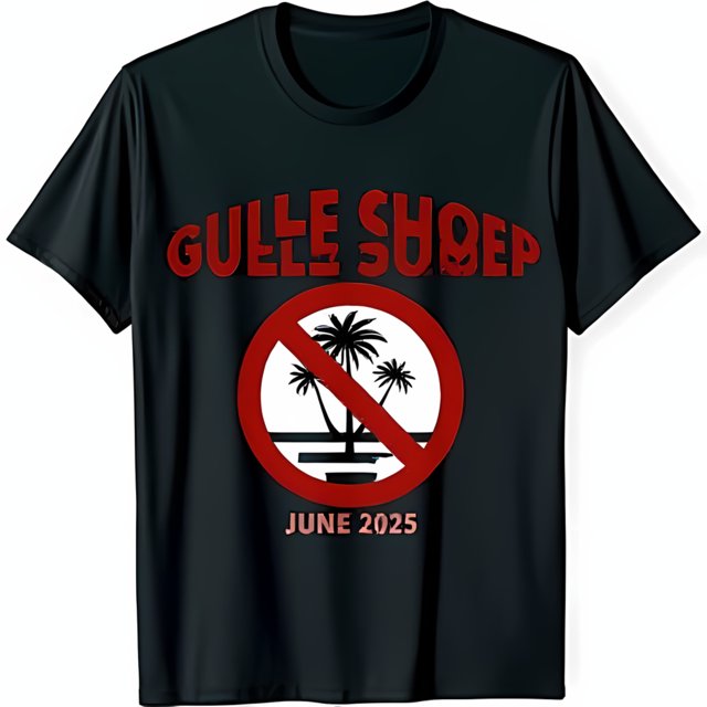 Black T-Shirt with Bold No Entry Graphic Tree & June 2025 Text ...