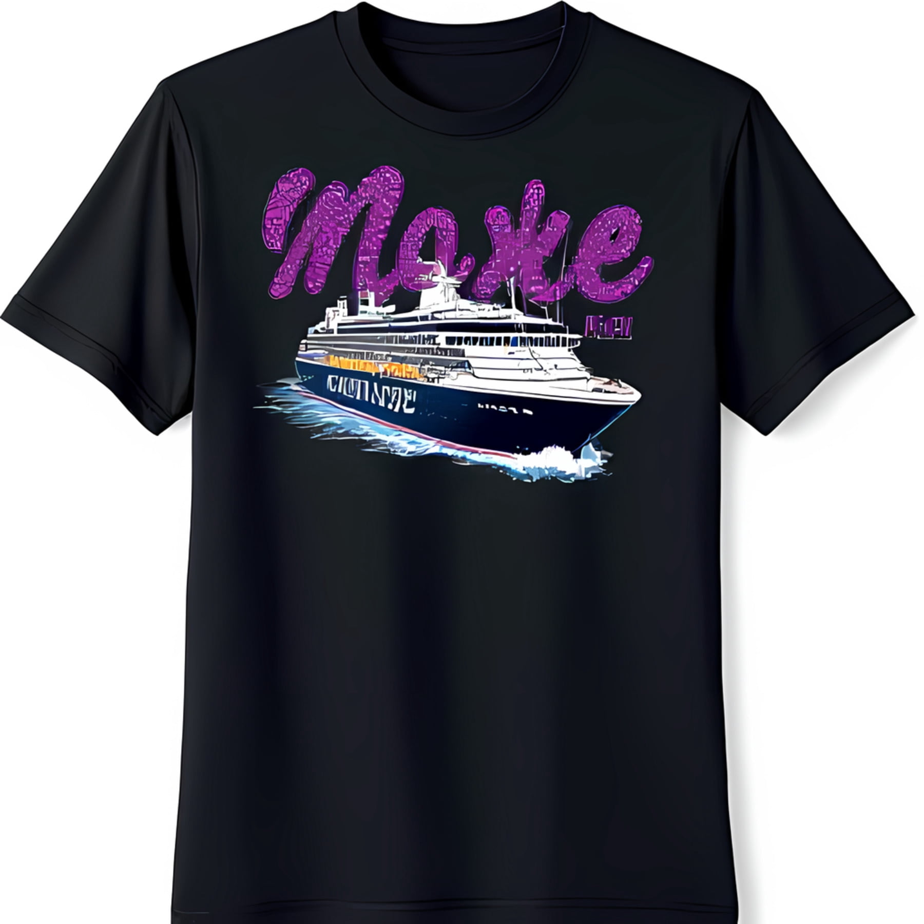 Black T-Shirt with Bold Norwegian Graphic & Cruise Ship Design ...