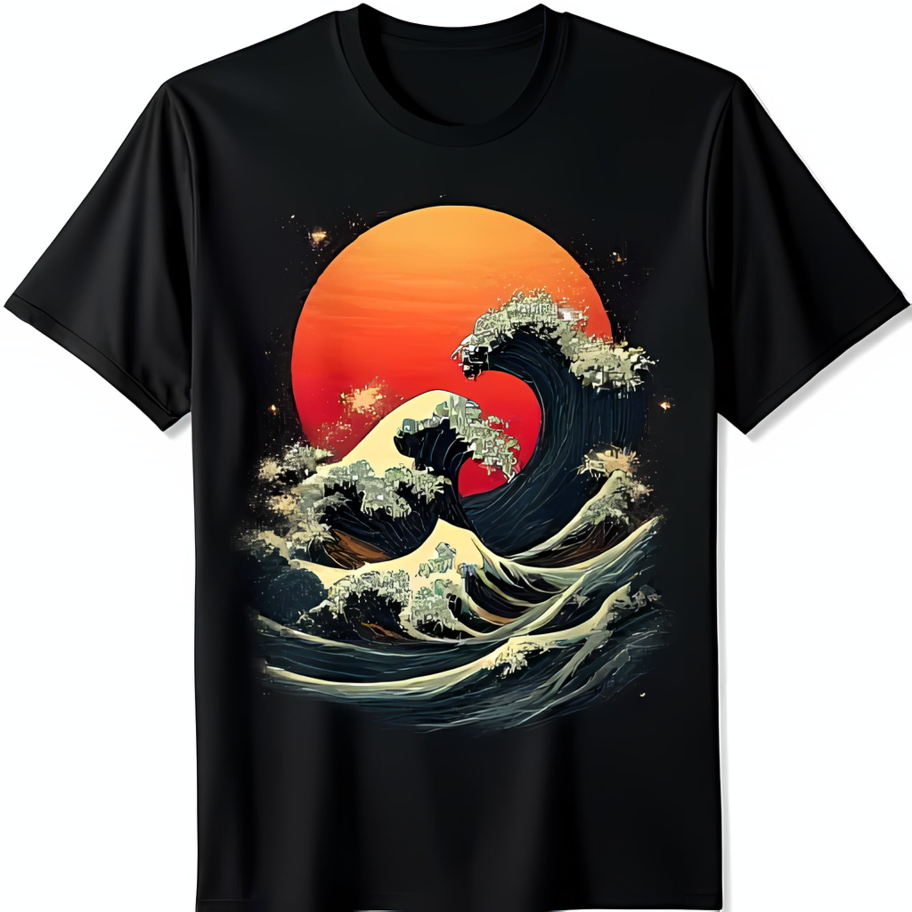 Black T-Shirt with Bold Off Graphic & Red Sun Design - Walmart.com
