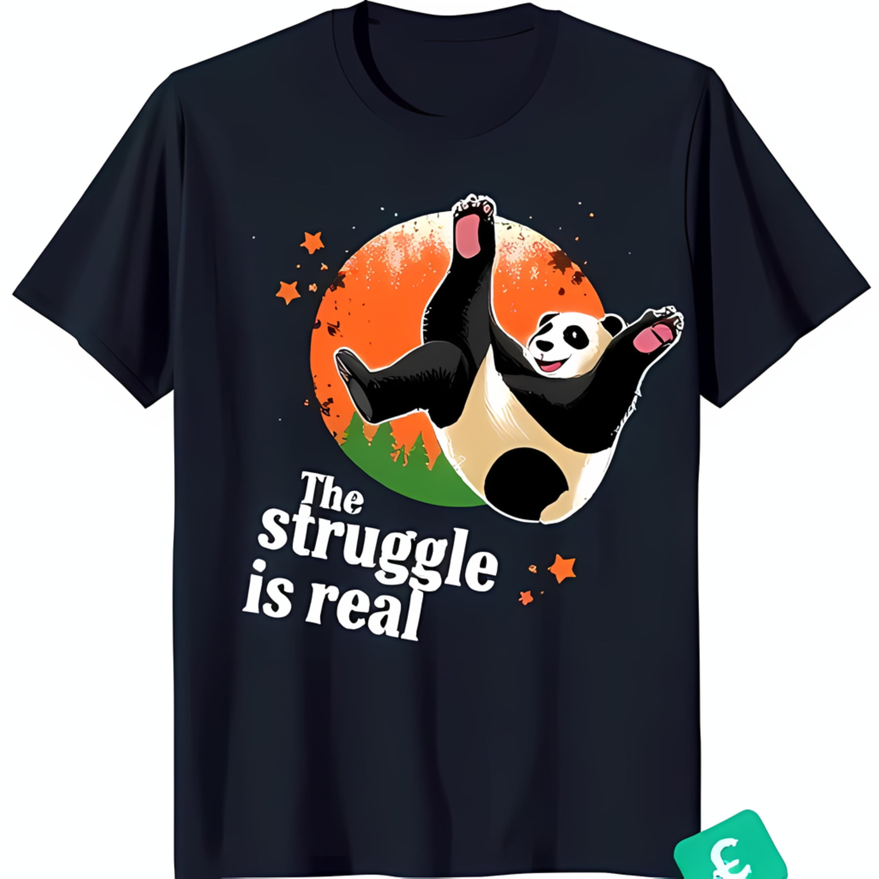 Black T-Shirt with Bold Panda Graphic The Struggle is Design - Walmart.com