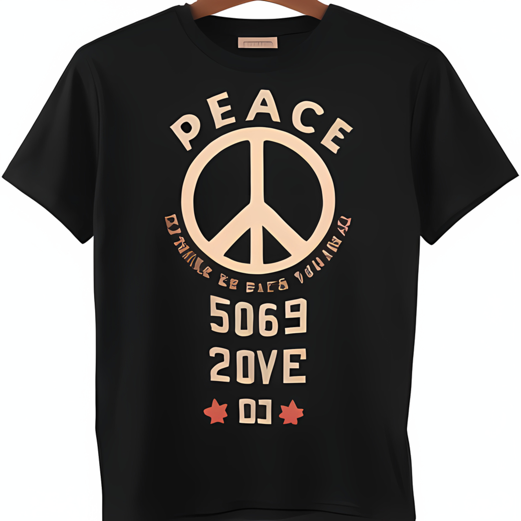 Black T-Shirt with Bold Peace Sign Graphic DJ Whale Be Eats You All ...