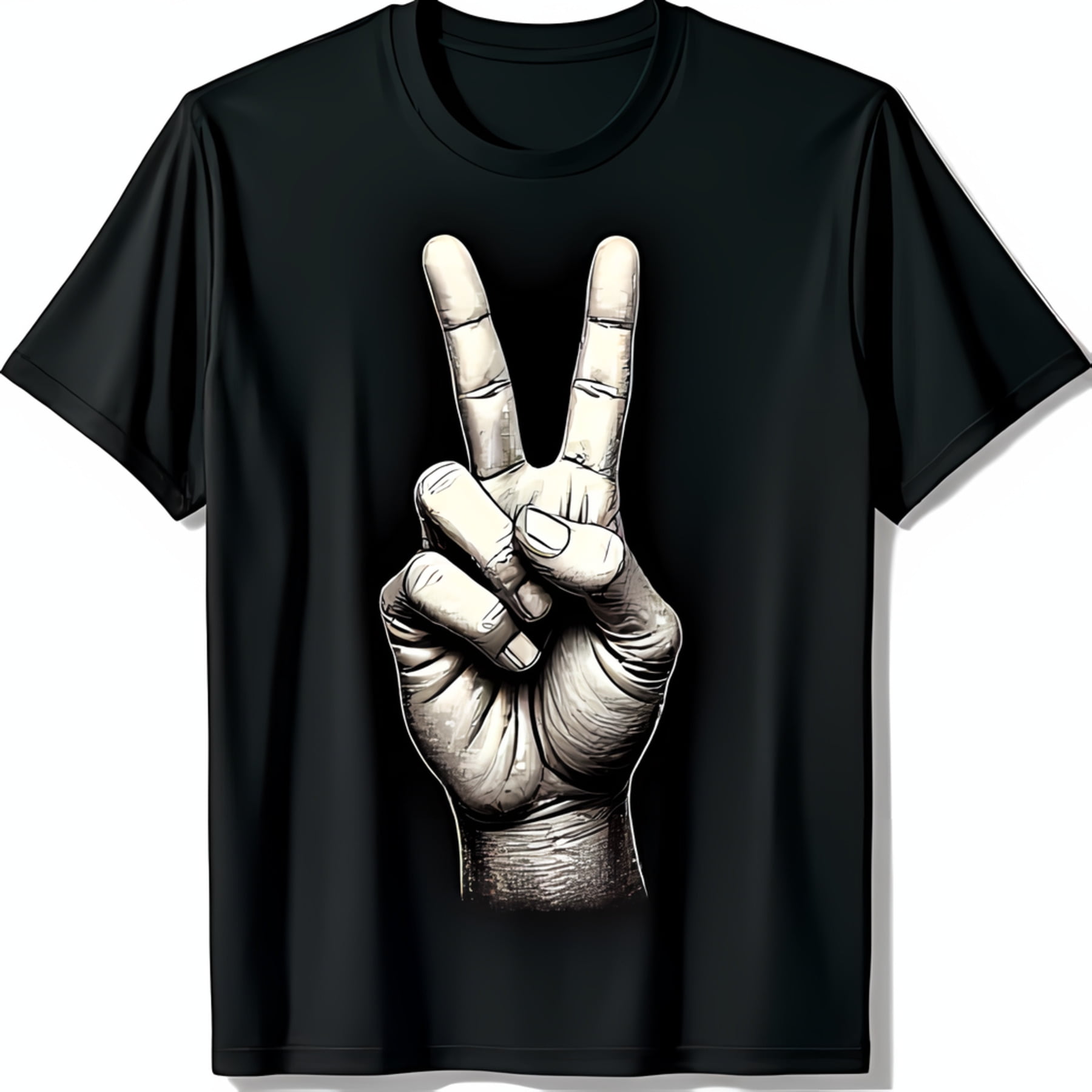 Black T-Shirt with Bold Peace Sign Graphic Timeless Style for All ...