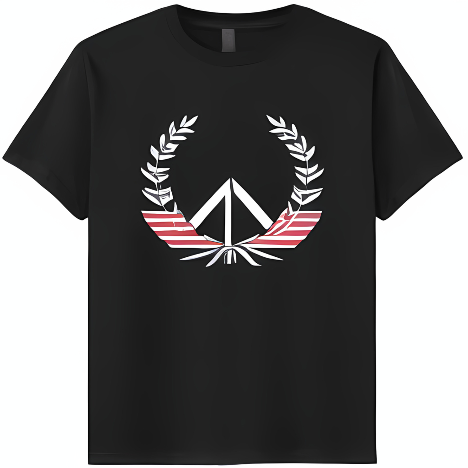 Black T-Shirt with Bold Peace Sign & Laurel Wreath Graphic Patriotic ...