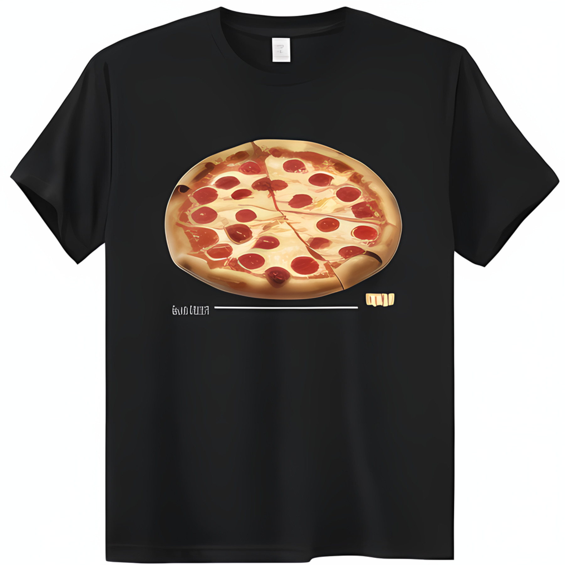 Black T-Shirt with Bold Pepperoni Pizza Graphic Fun & Stylish Design ...