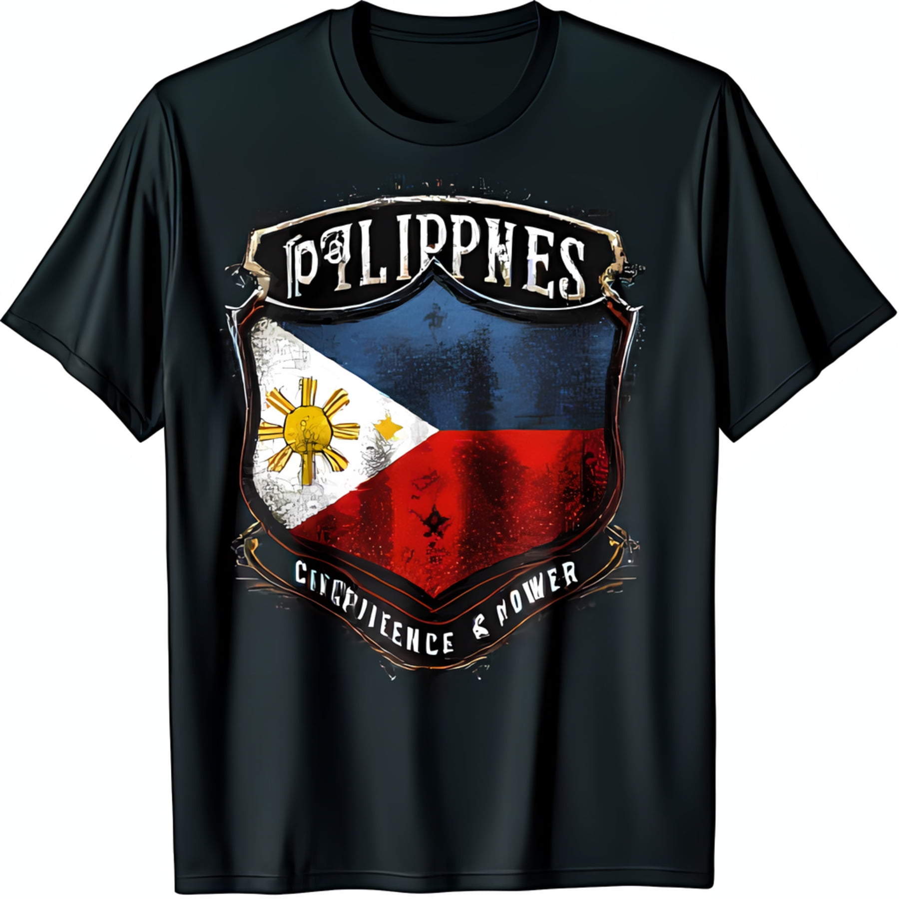 Black T-Shirt with Bold Philippine Graphic Resilience & Power Design ...