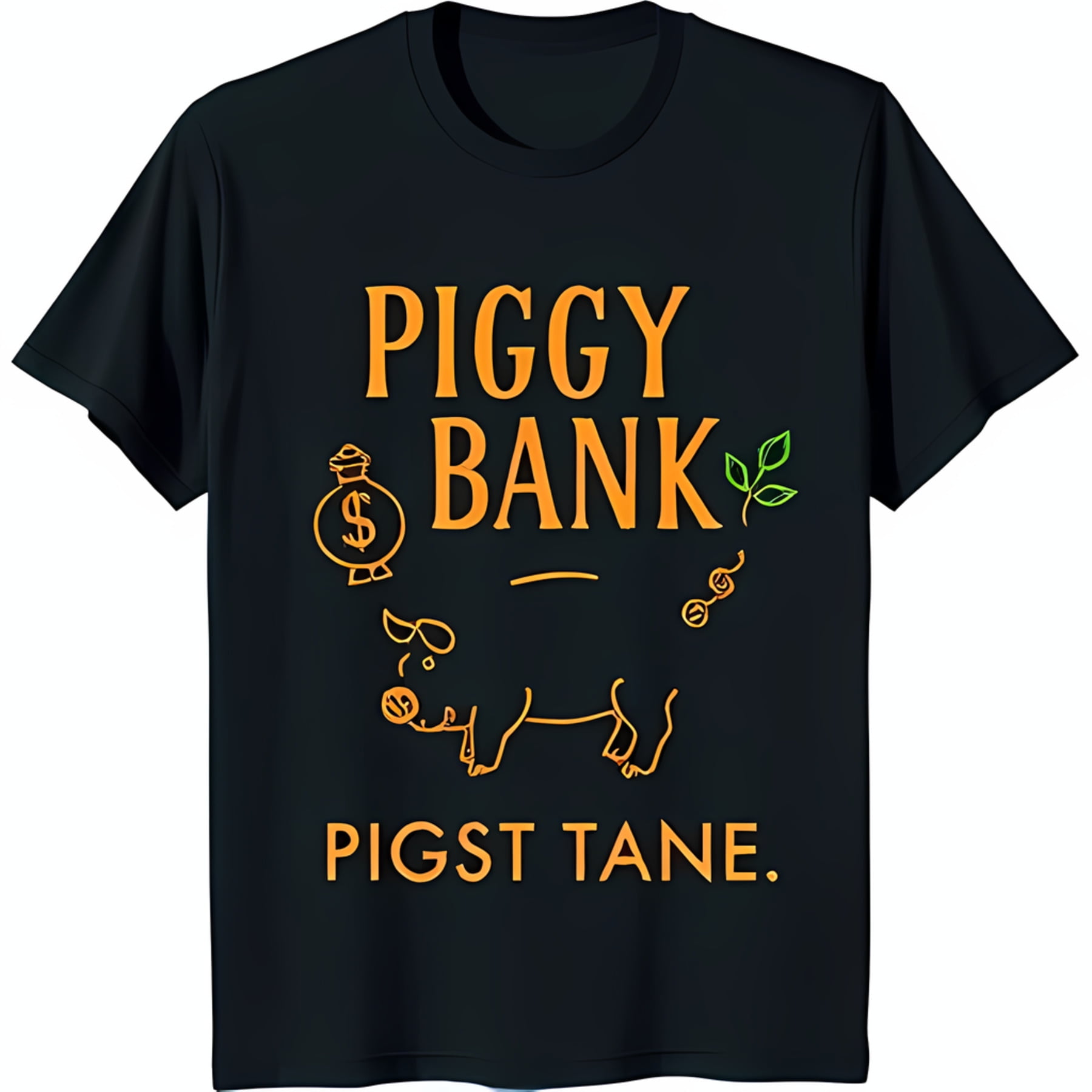 Black T-Shirt with Bold 'Piggy Bank' Graphic & Fun Pig Design - Walmart.com