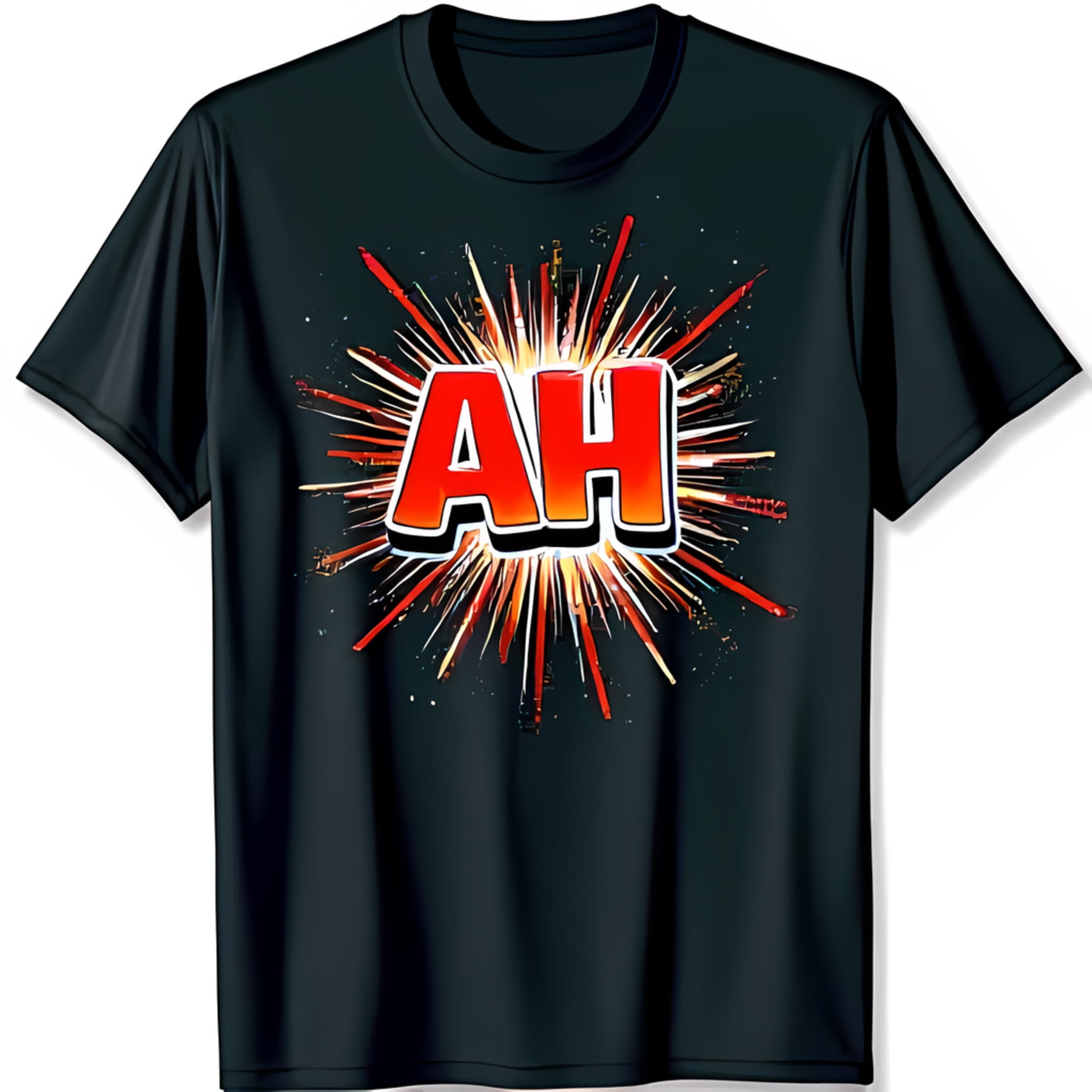 Black T-Shirt with Bold Red AH Cartoon Design and Graphic - Walmart.com