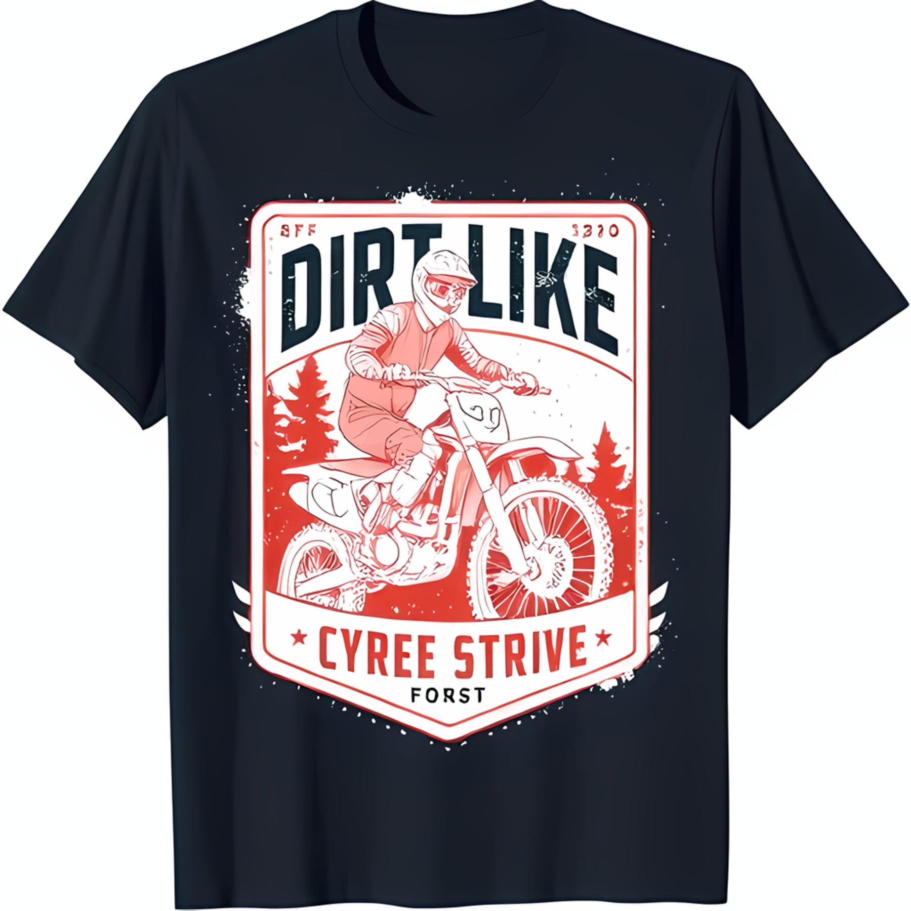 Black T-Shirt with Bold Red Dirt Bike Rider Graphic 'Dirt Like Cyree ...