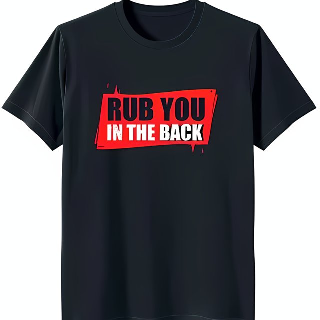 Black T-Shirt with Bold Red 'RUB YOU IN THE BACK' Graphic Design ...
