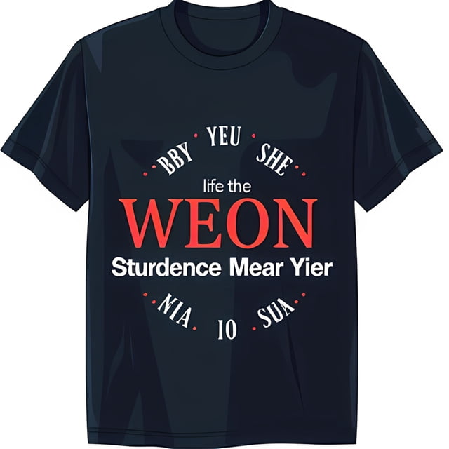 Black T-Shirt with Bold Red 'WEON' Design & Circular Text Unique ...