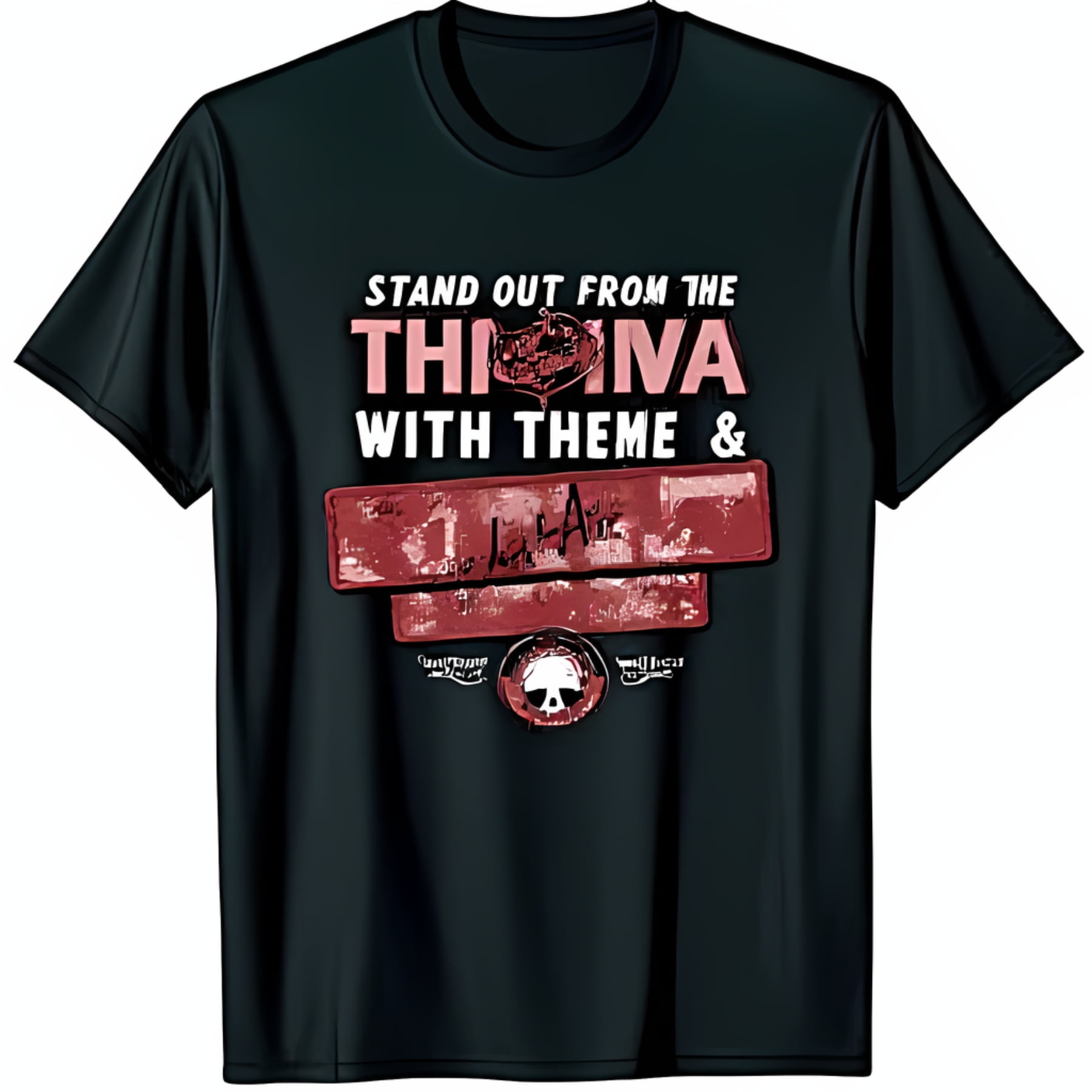Black T-Shirt with Bold Red & White 'Stand Out from the Thriva' Graphic ...