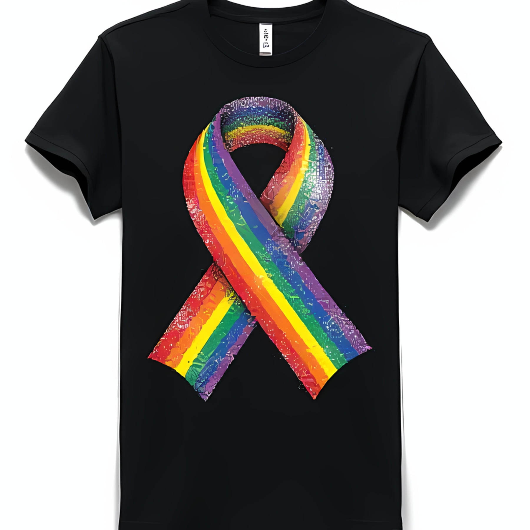 Black T-Shirt with Bold Ribbon Graphic Celebrate Diversity ...