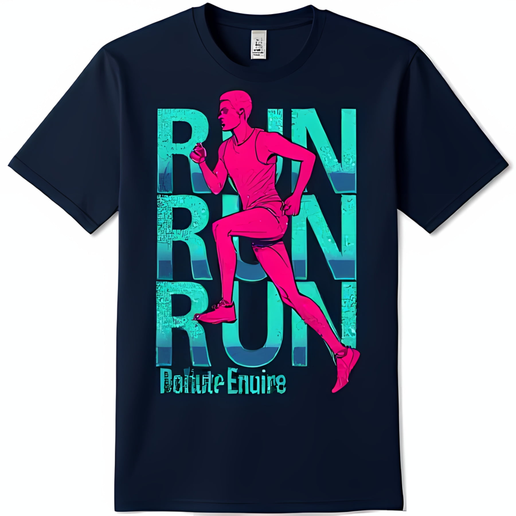 Black T-Shirt with Bold Running Man Graphic & RUN Text Design - Walmart.com