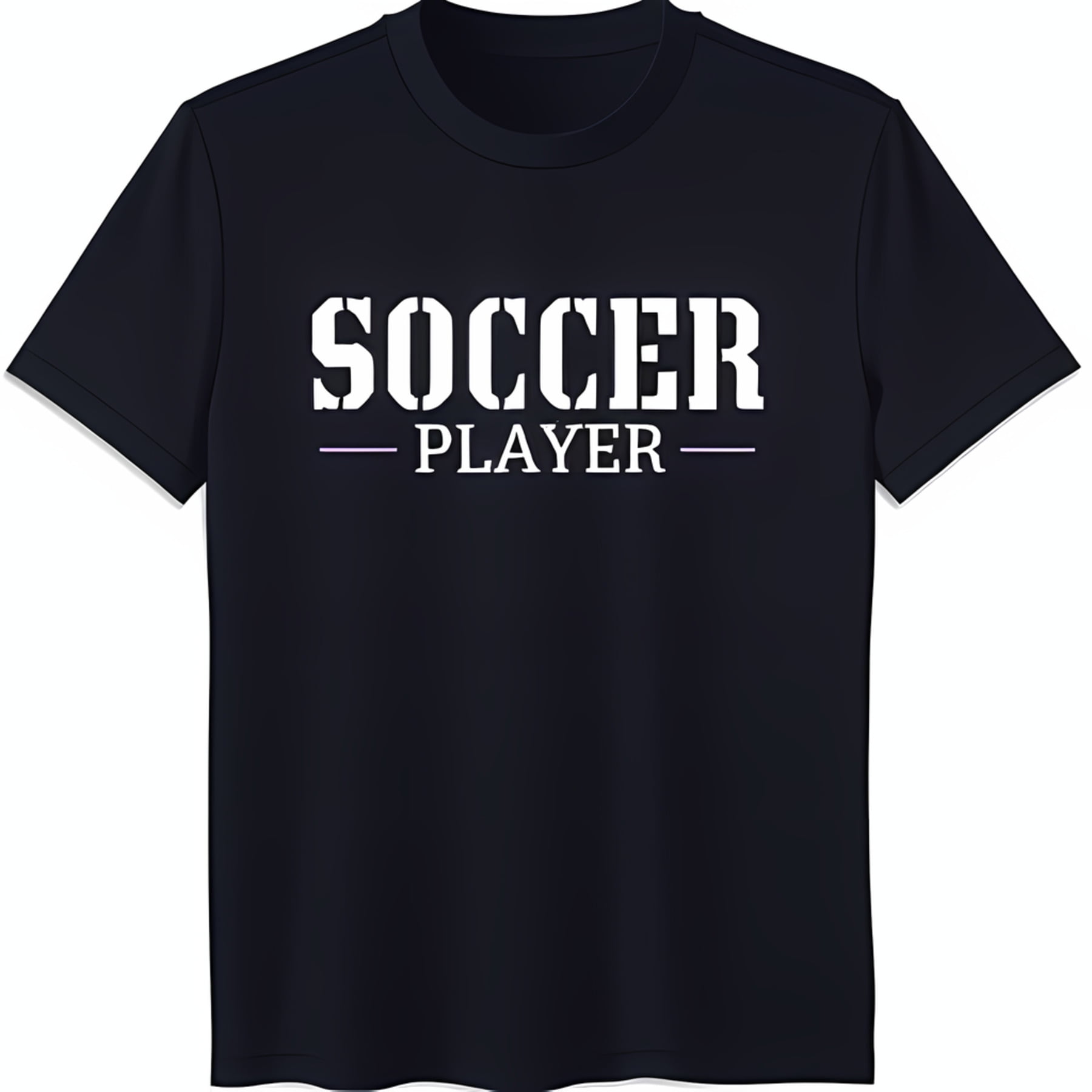 Black T-Shirt with Bold 'SOCCER PLAYER' Graphic and Lines for Fans ...