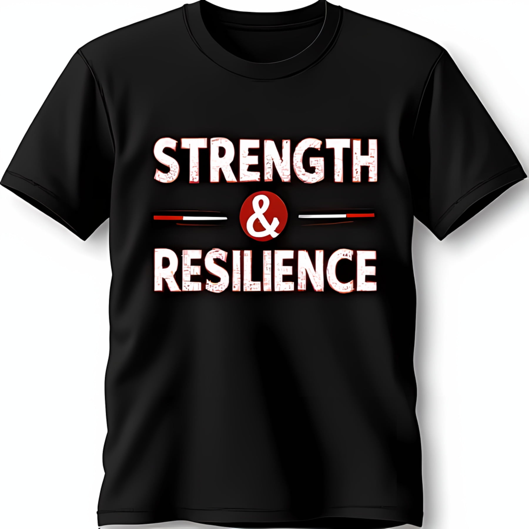 Black T-Shirt with Bold STRENGTH & RESILIENCE Print Empowering Design ...