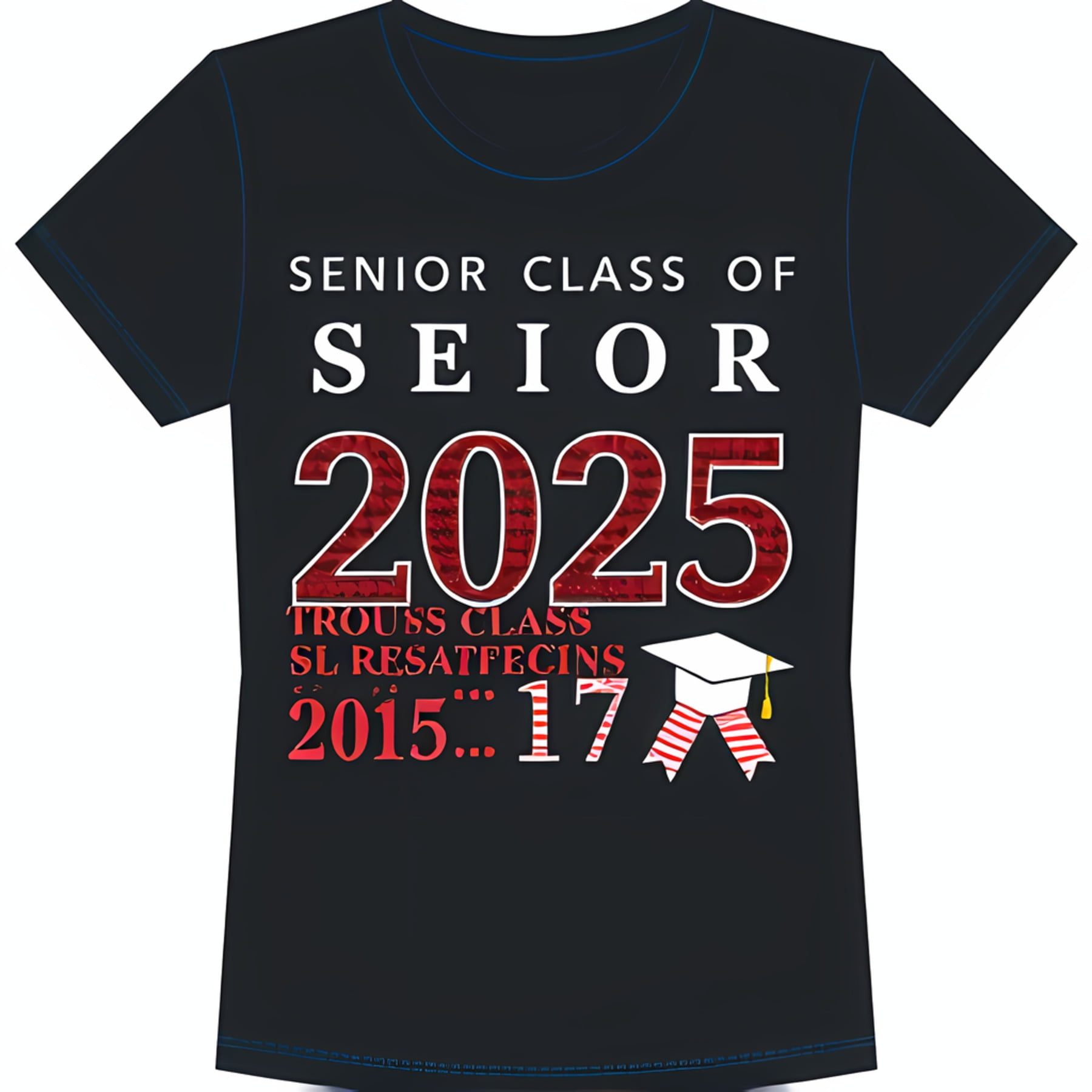 Black T-Shirt with Bold 'Senior Class of SEIOR' & '2025' Design ...