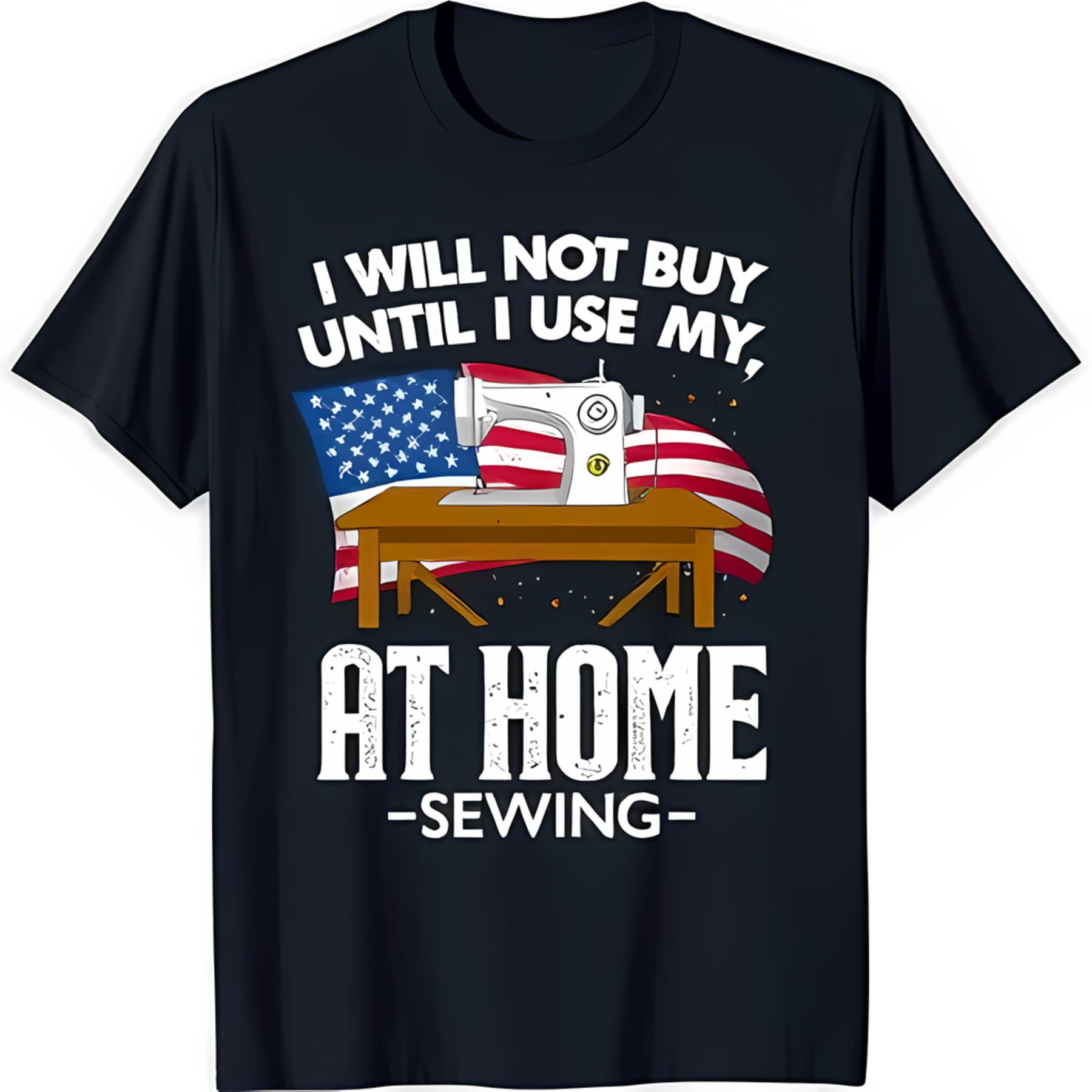 Black T-Shirt with Bold Sewing Machine Graphic & Design - Walmart.com