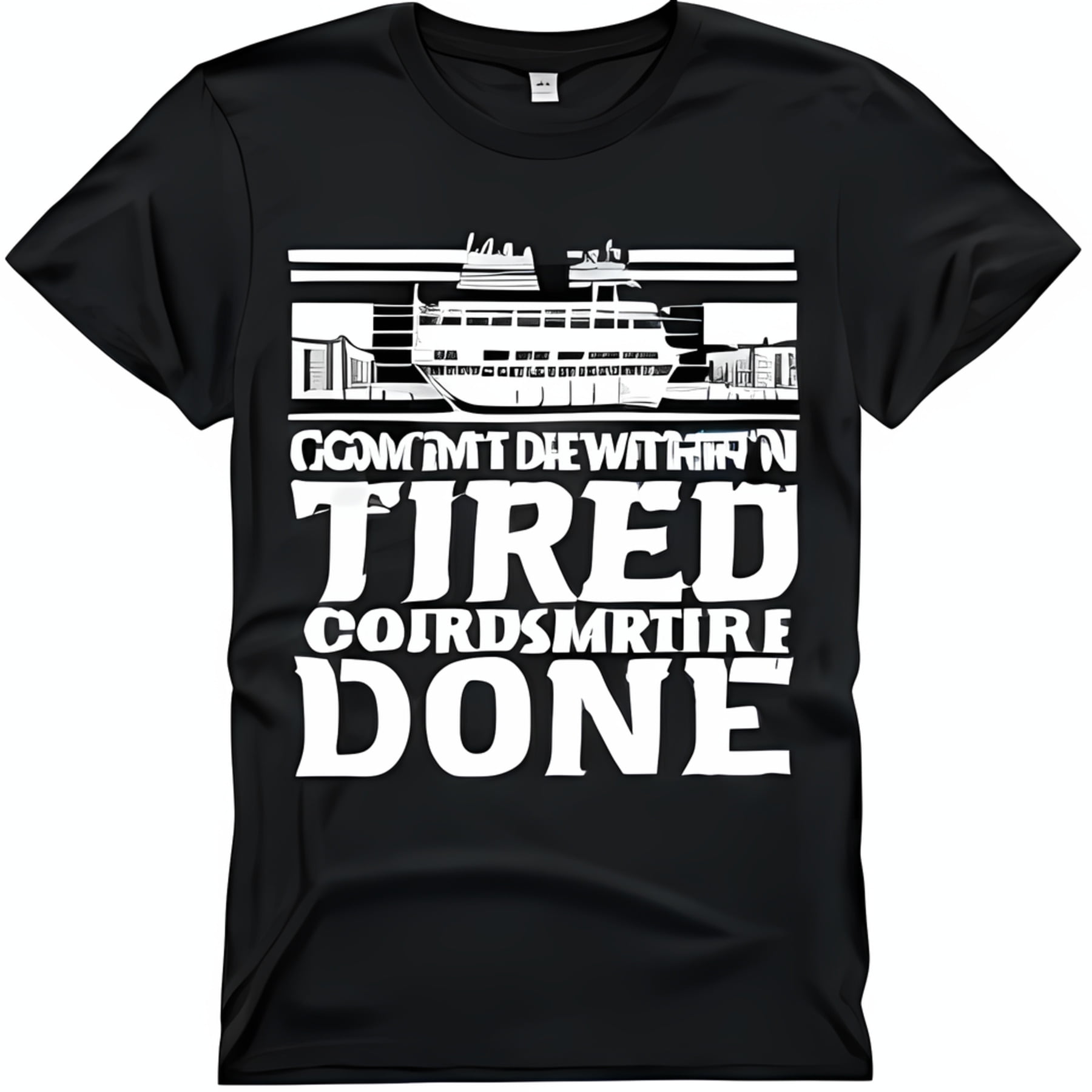 Black T-Shirt with Bold Ship Graphic & I Can t Die With Tired Design ...
