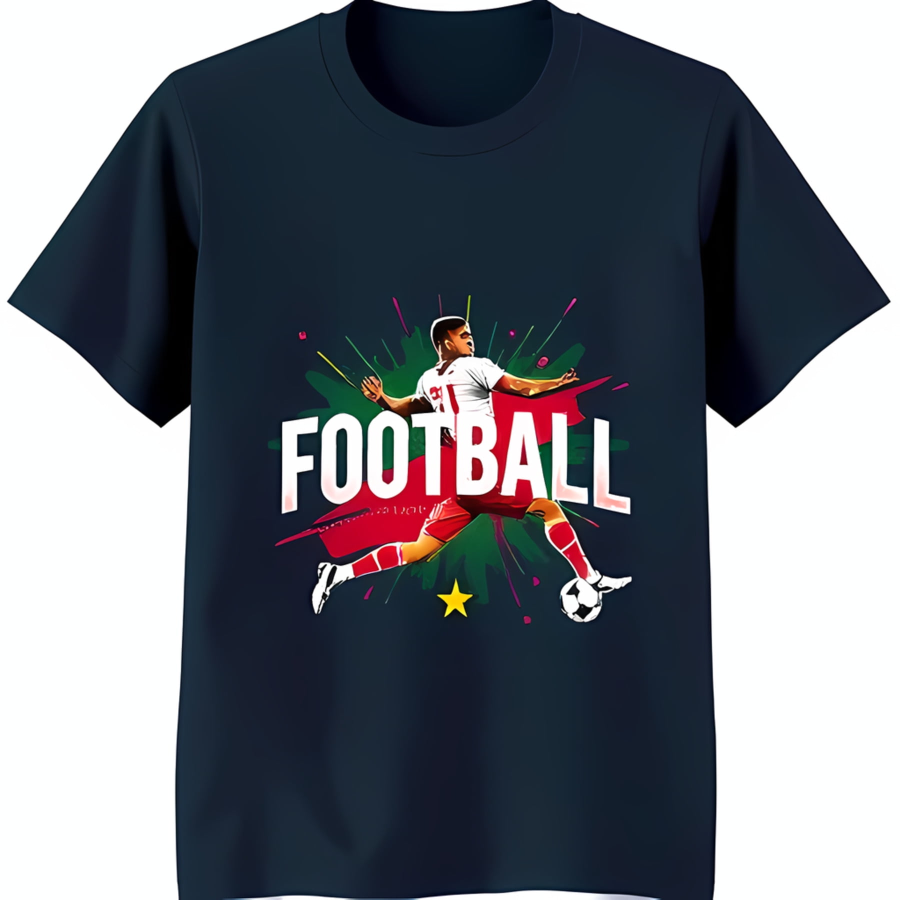 Black T-Shirt with Bold Soccer Player Graphic and Print - Walmart.com