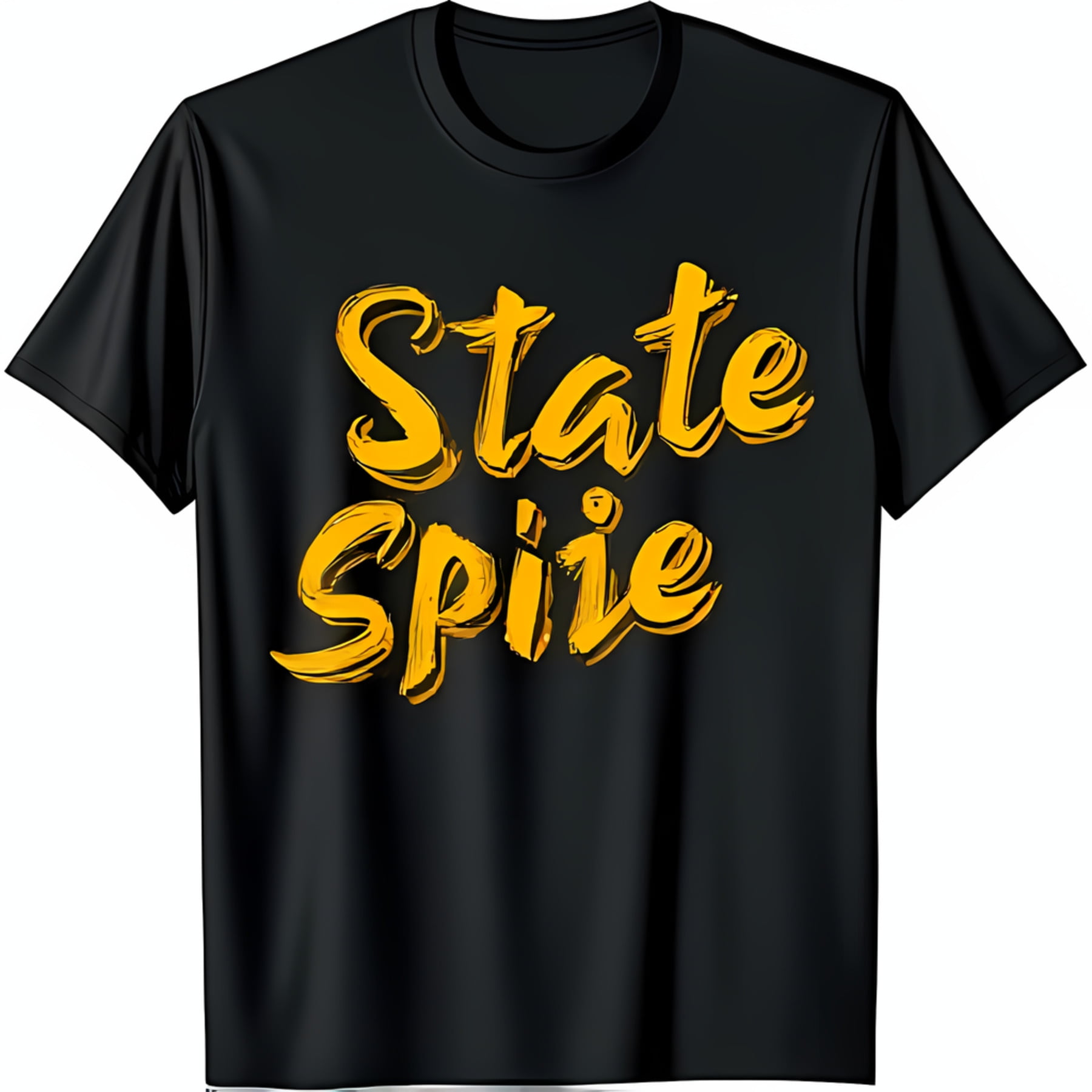 Black T-Shirt with Bold State Spite Handwritten Design Stylish Neck Tee ...