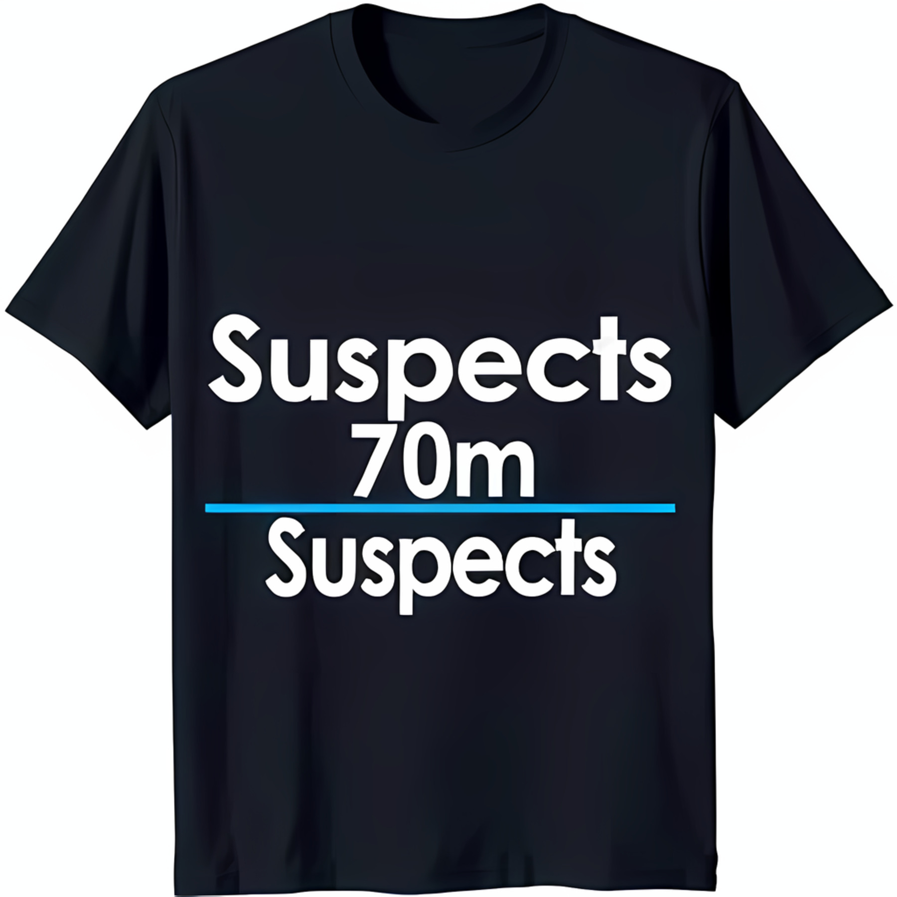 Black T-Shirt with Bold 'Suspects 70m Suspects' Design & Thin Blue Line ...